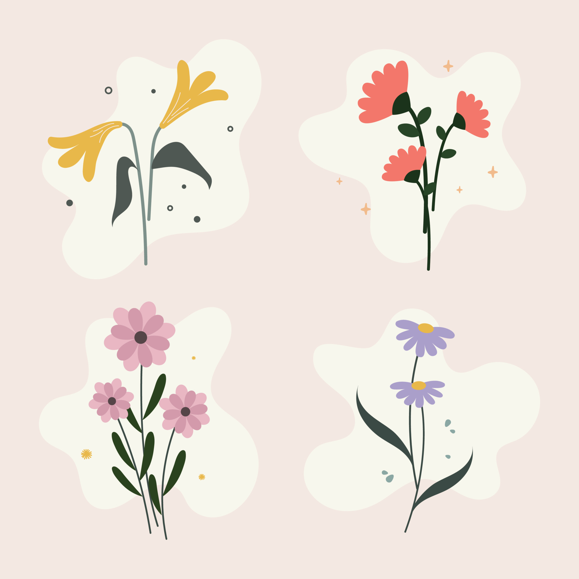 flat design vector flower floral aesthetic 24120737 Vector Art at Vecteezy