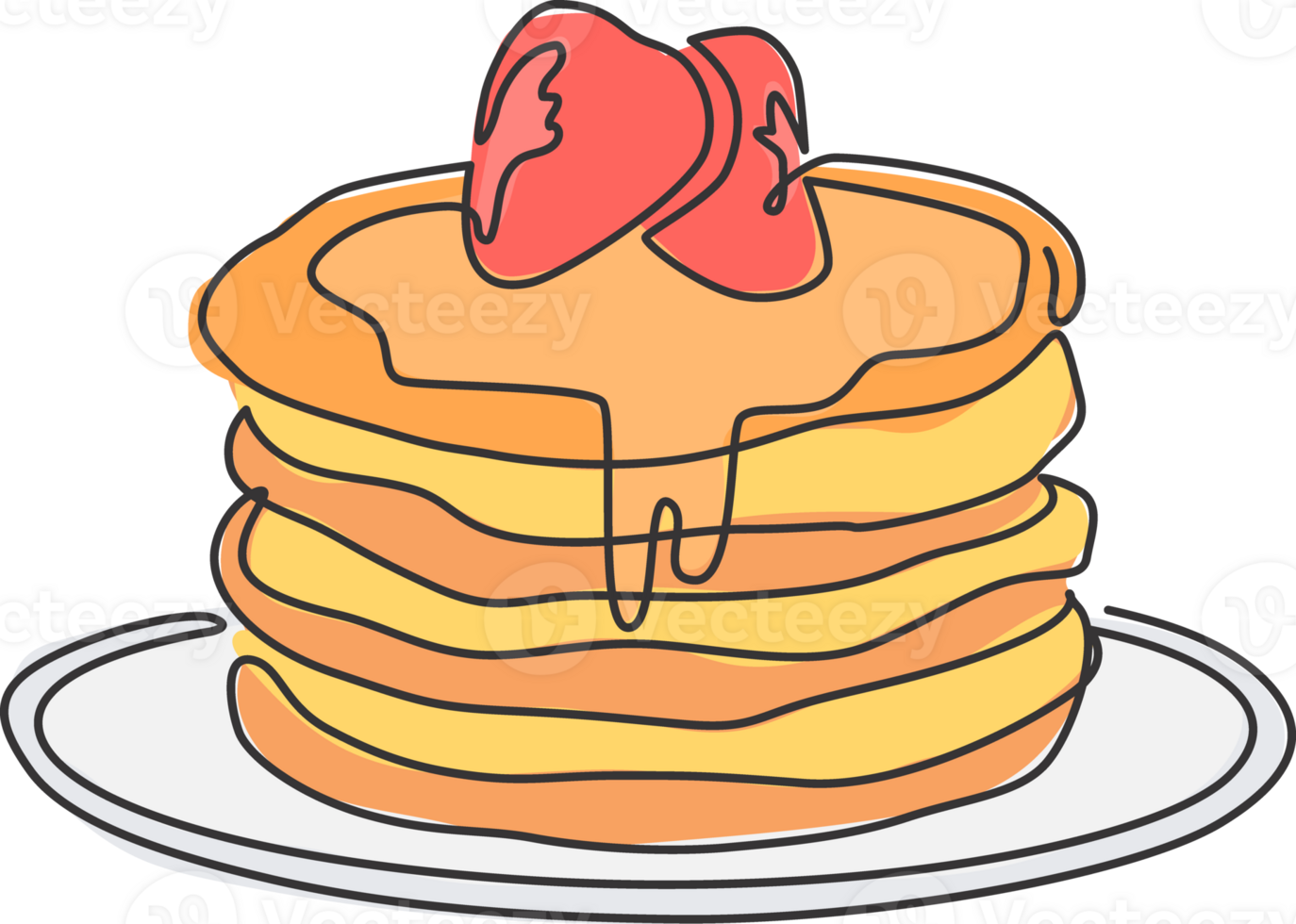 One Single Line Drawing Fresh Delicious American Pancake Shop Logo