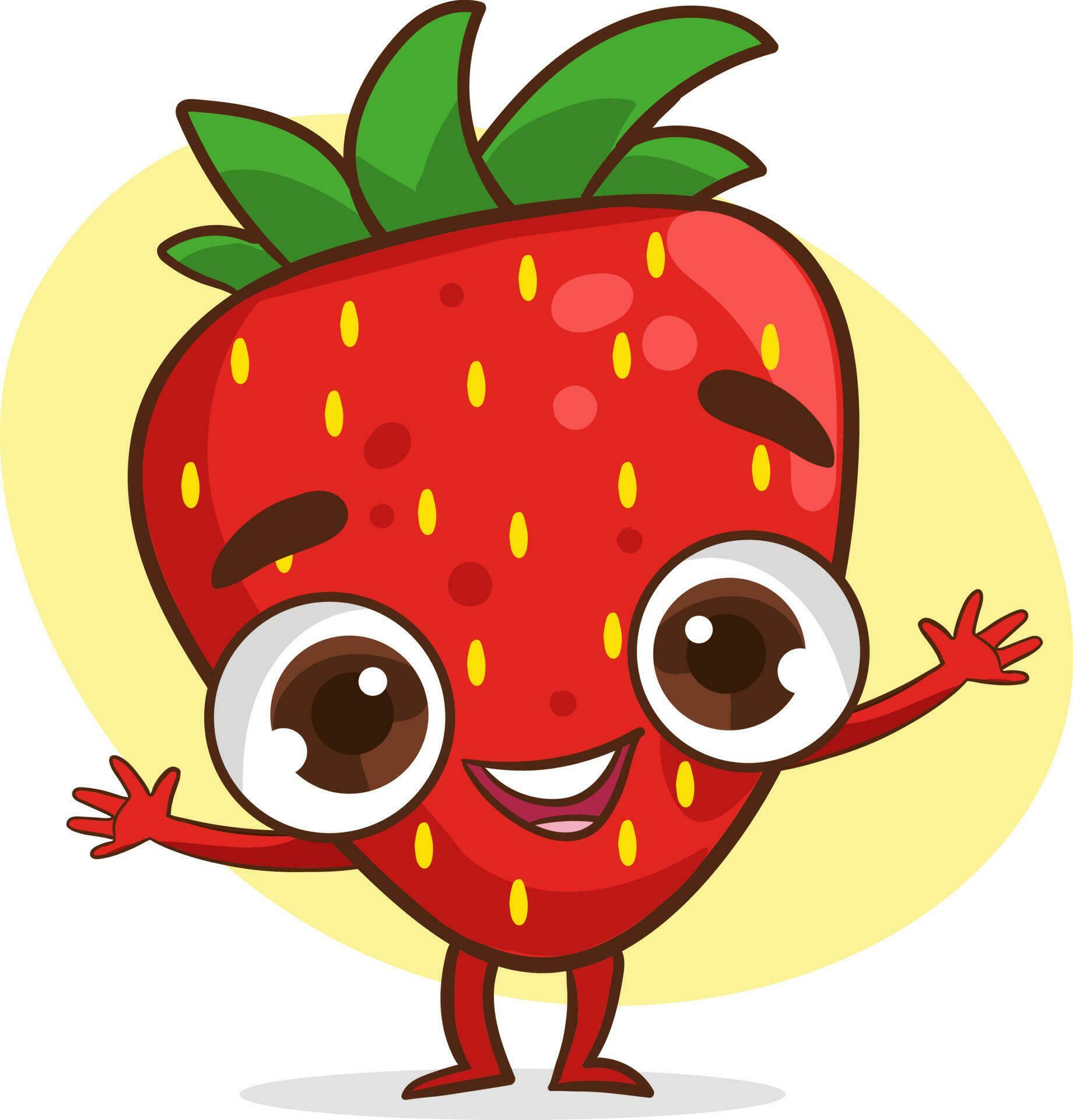 Cute Strawberry Character Cartoon Vector 24123649 Vector Art At Vecteezy