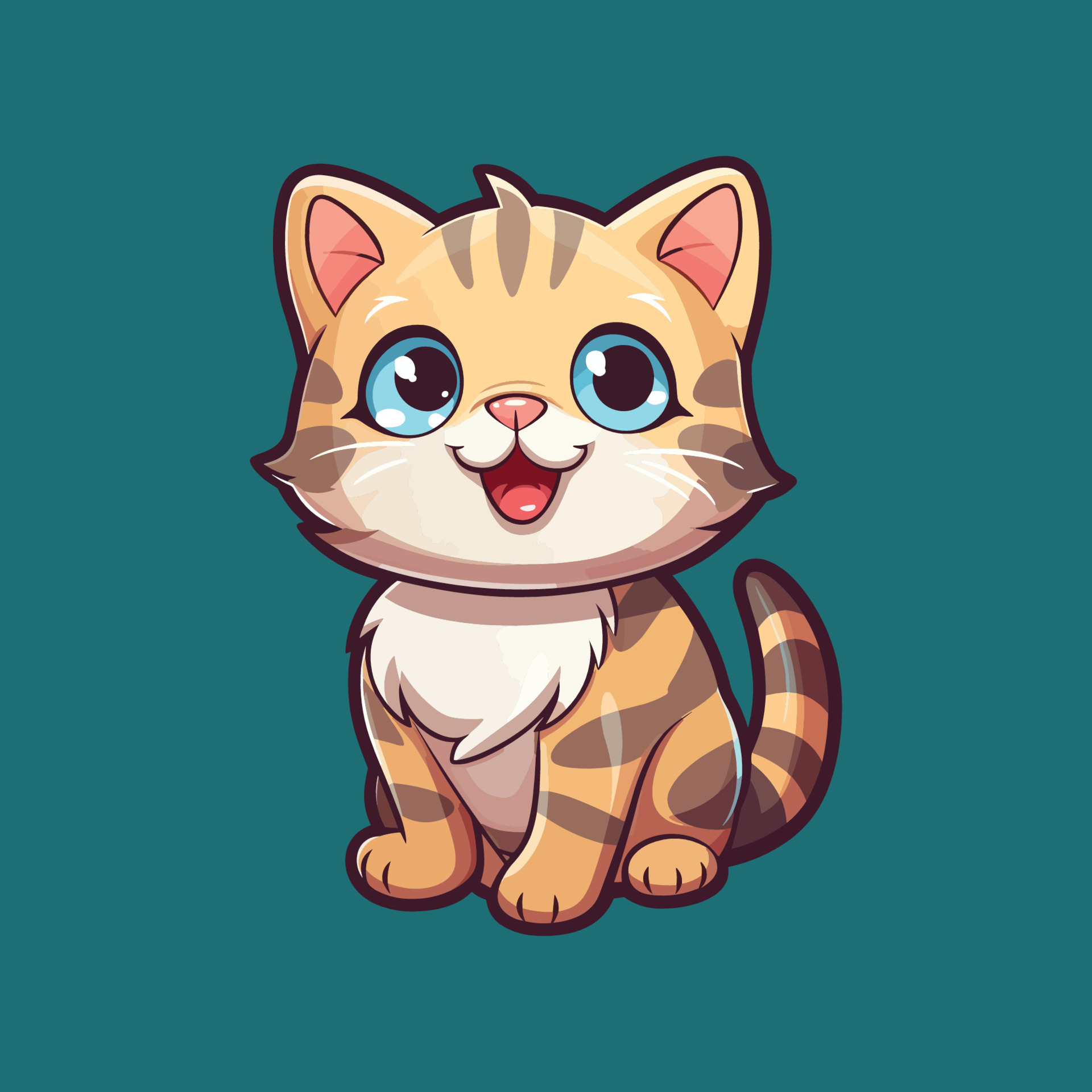 Cute Cartoon Of Adorable Tabby Cat 24123886 Vector Art At Vecteezy