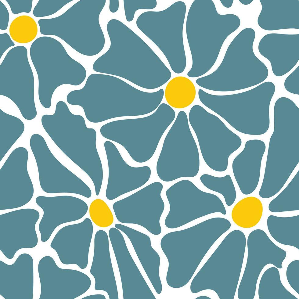 Seamless pattern with colorful retro groovy flowers. Summer simple ...