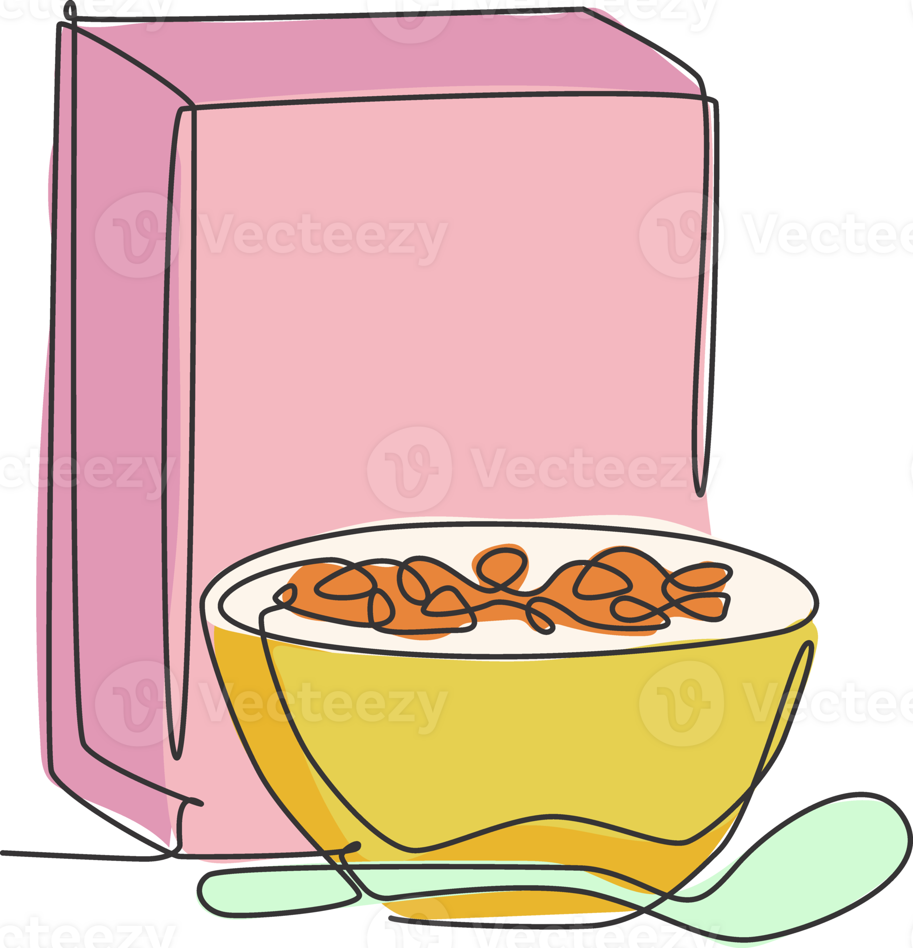 Soltero Continuo Línea Dibujo De Fresco Estilizado Cuenco De Cereal