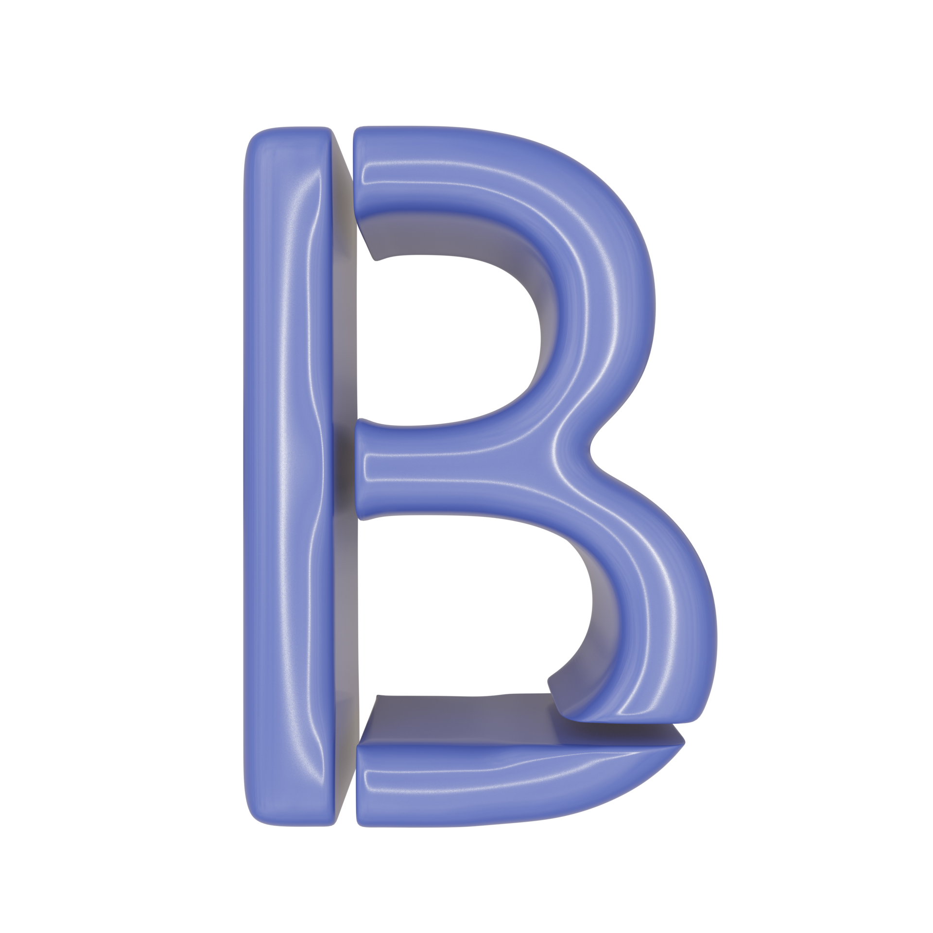 The Capital letter B in a blue shiny skin leather texture style, PNG transparent background, 3D ...