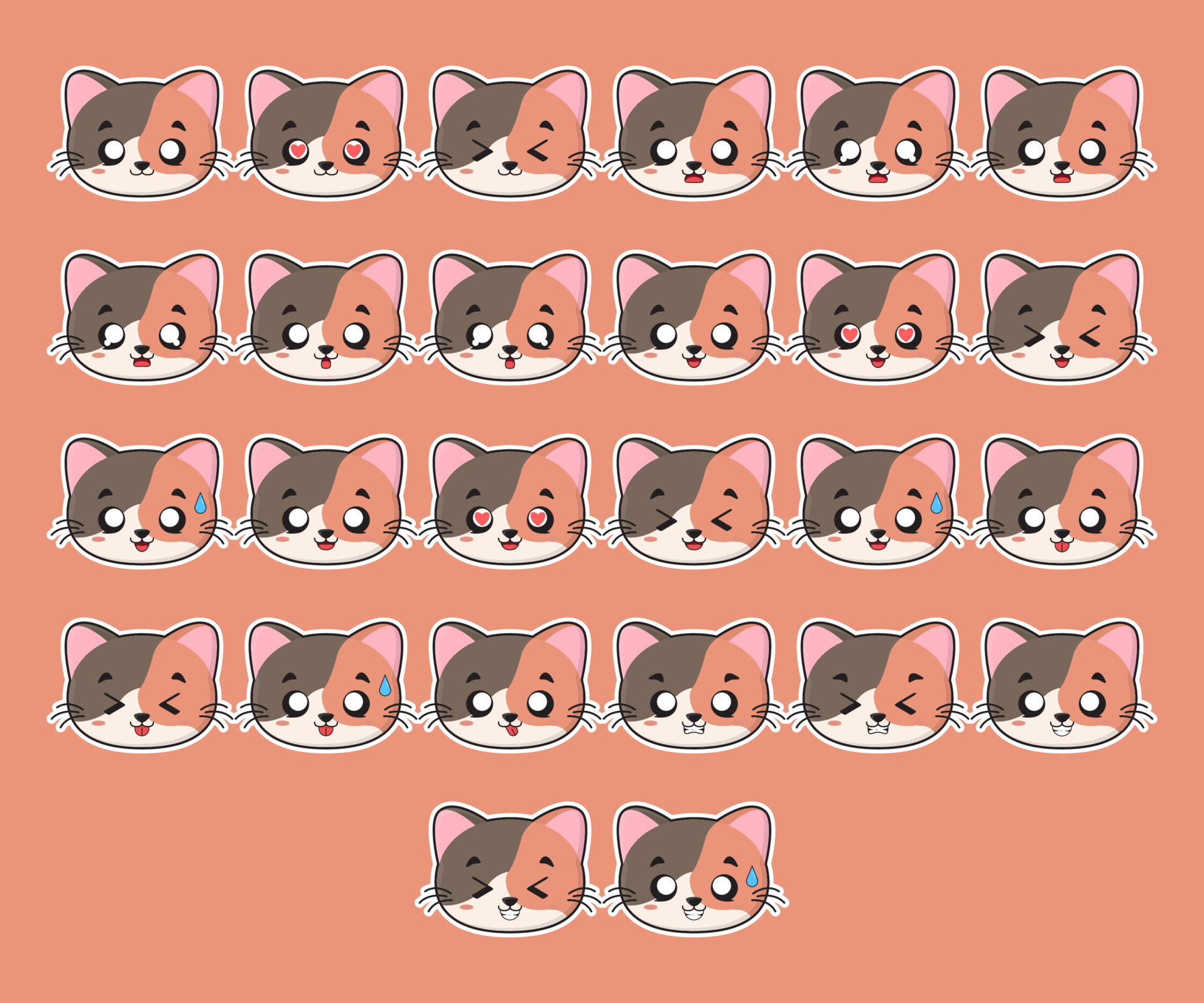 Cute Calico Kitten Character Expression 24126391 Vector Art At Vecteezy