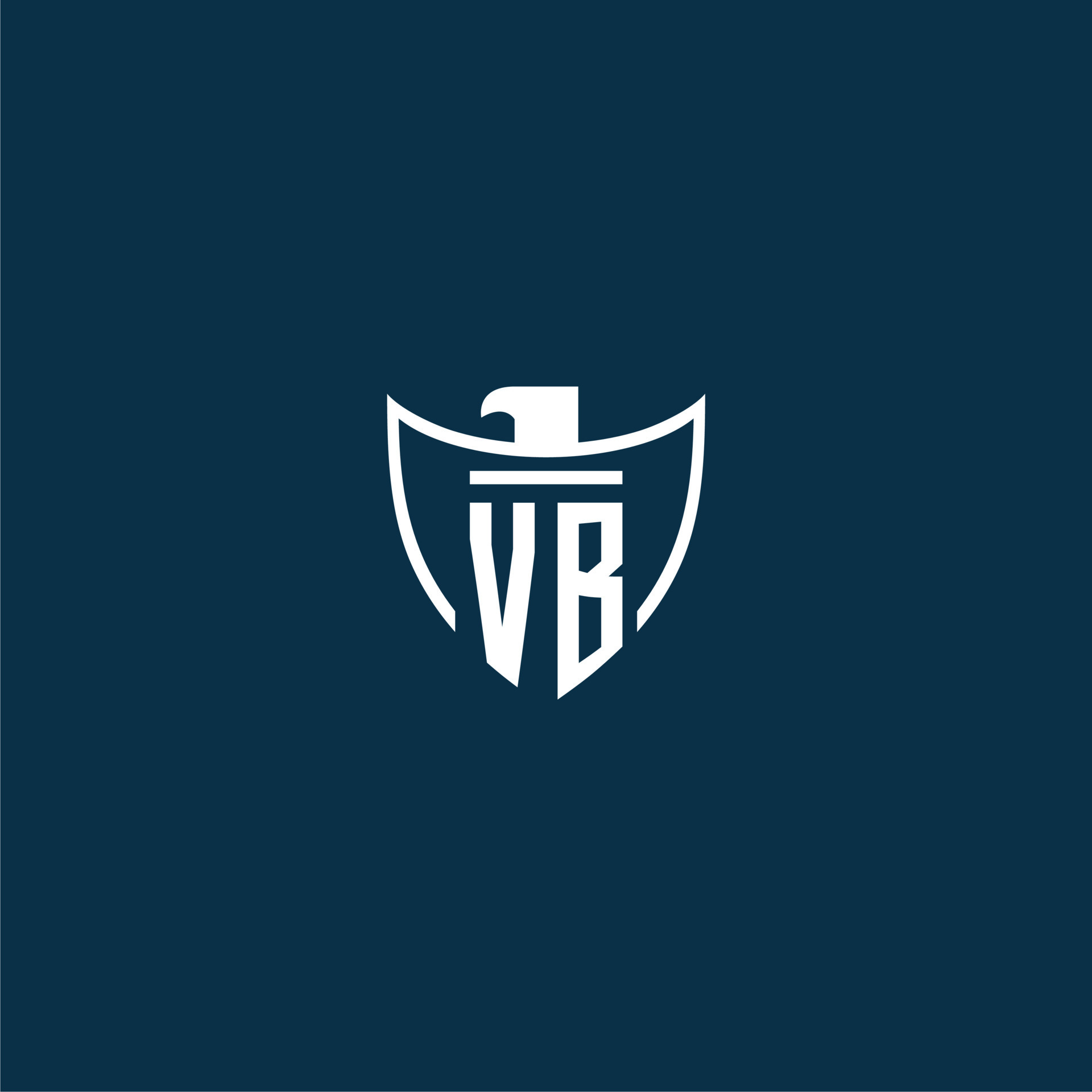 VB initial monogram logo for shield with eagle image vector design ...