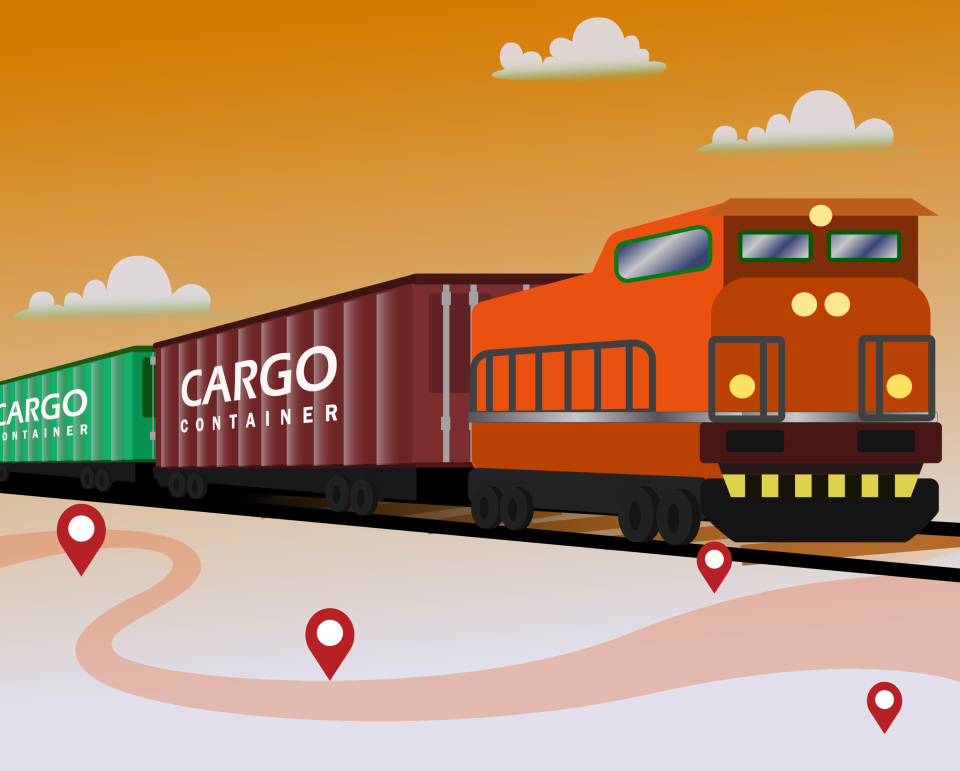 freight train for Global logistics vector illustration, logistics ... freight train for Global logistics vector illustration, logistics ...