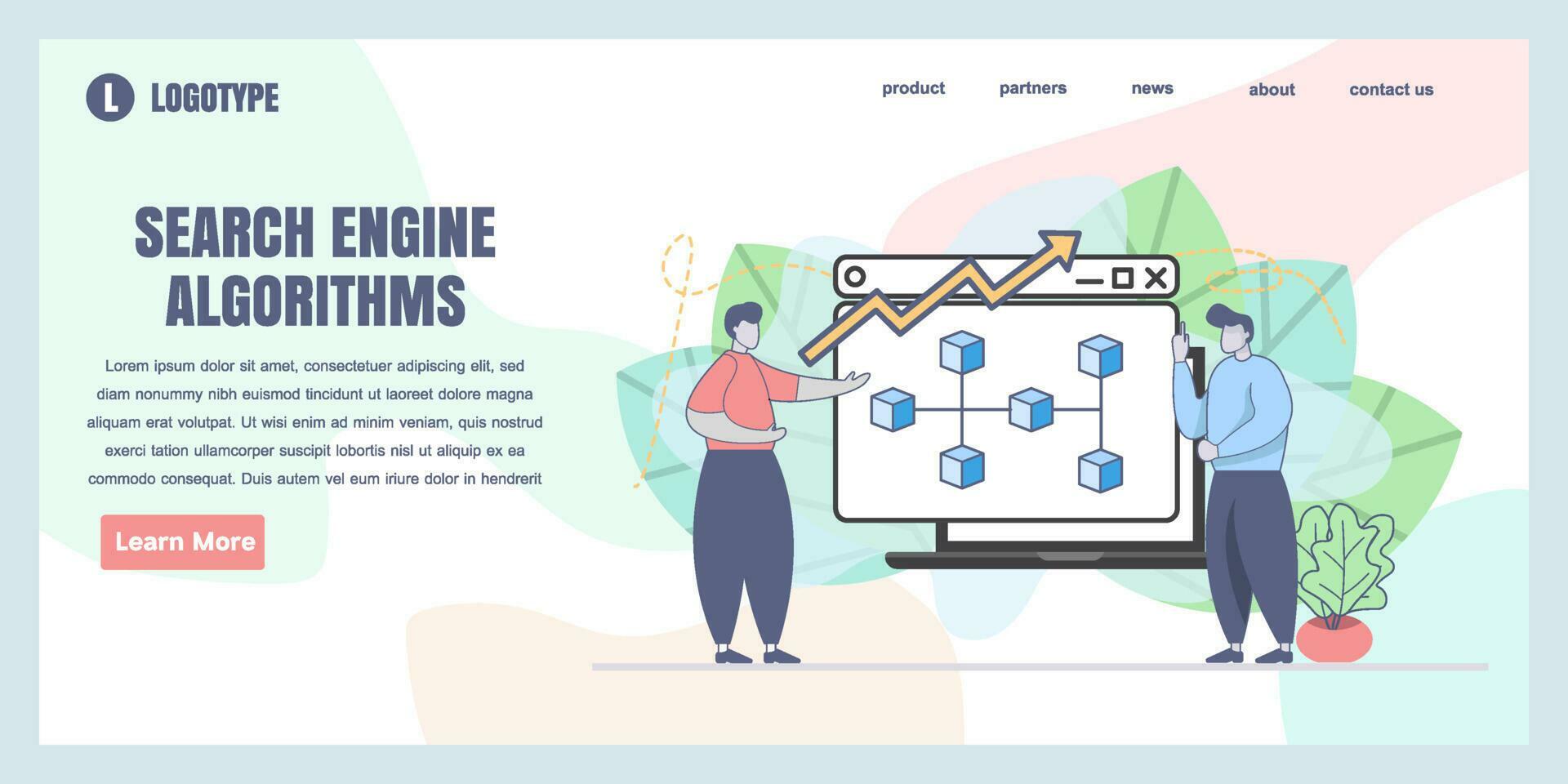 Landing page design templates for Search Engine Algorithms concept ...