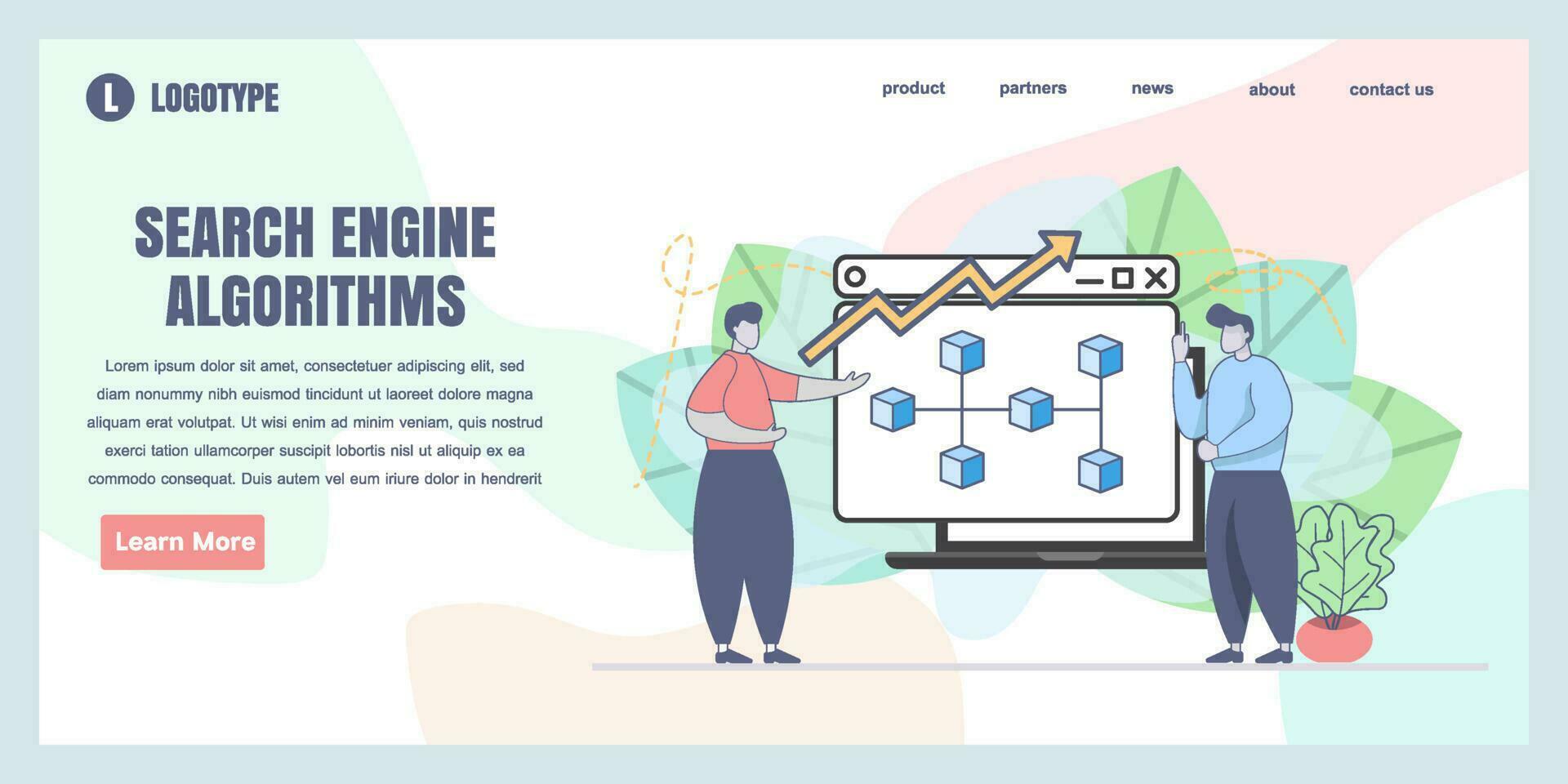 Landing page design templates for Search Engine Algorithms concept ...