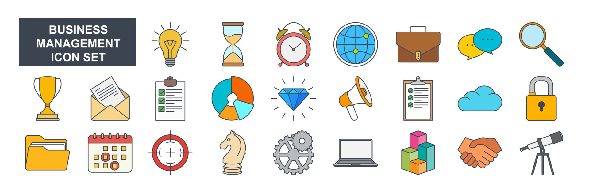 business management elements set icon symbol template for graphic and ...