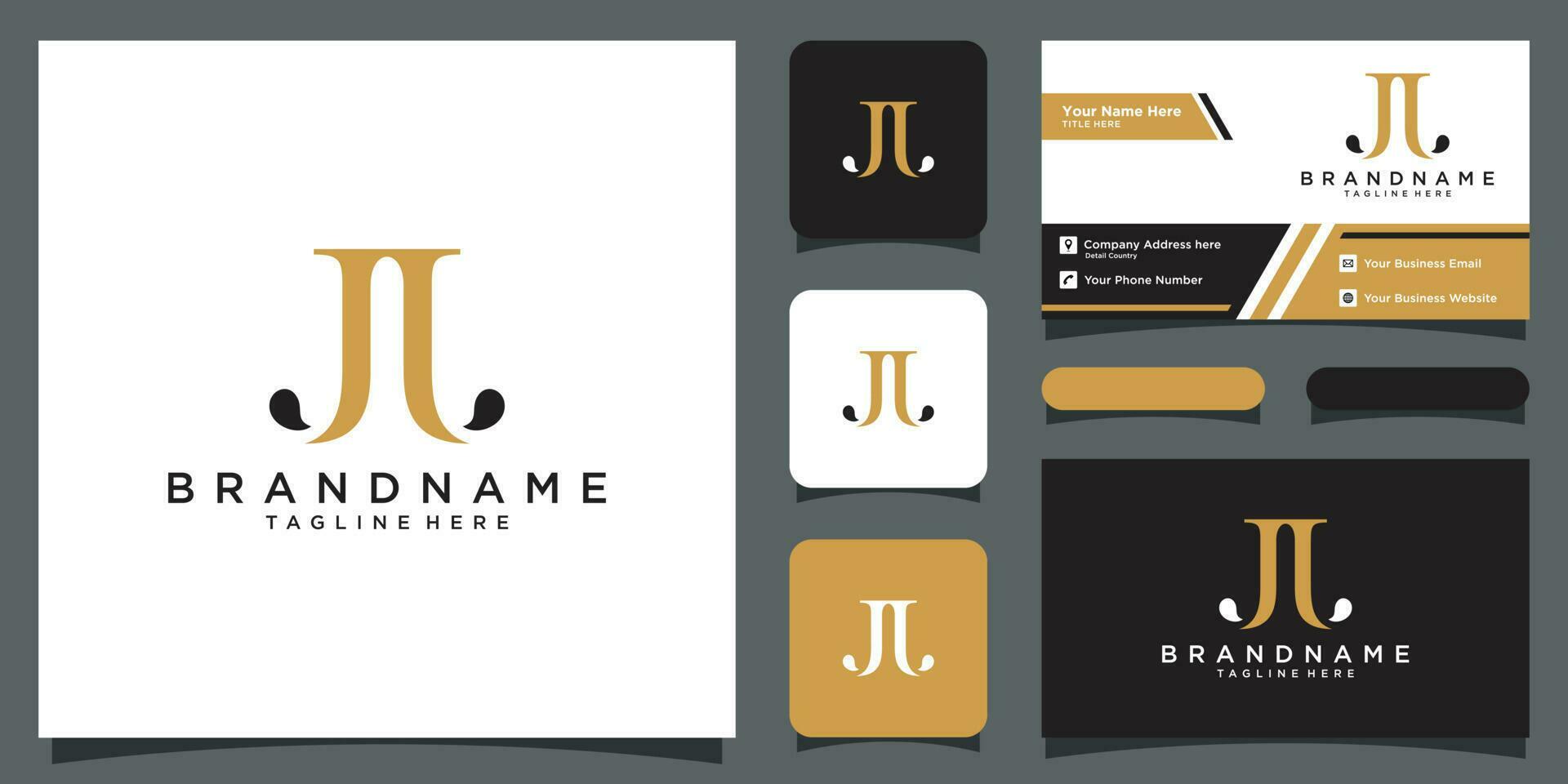 Alphabet letters Initials Monogram logo J or JJ with business card design Premium Vector ...