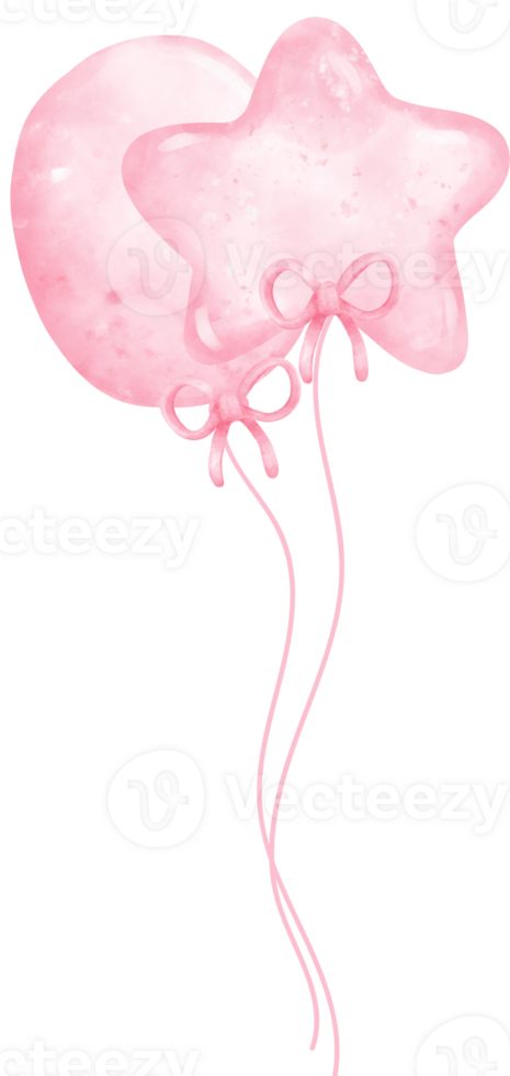 Cute sweet pink balloons bunch watercolor painted 24132505 PNG