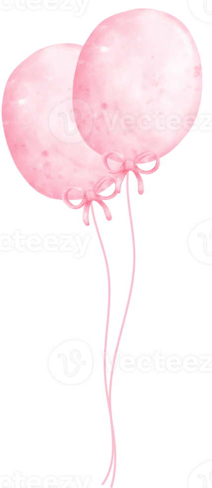 Cute sweet pink balloons round shape watercolor painted 24132522 PNG
