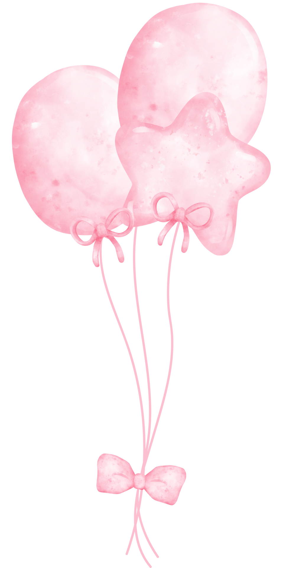 Cute sweet pink balloons bunch watercolor painted 24132626 PNG