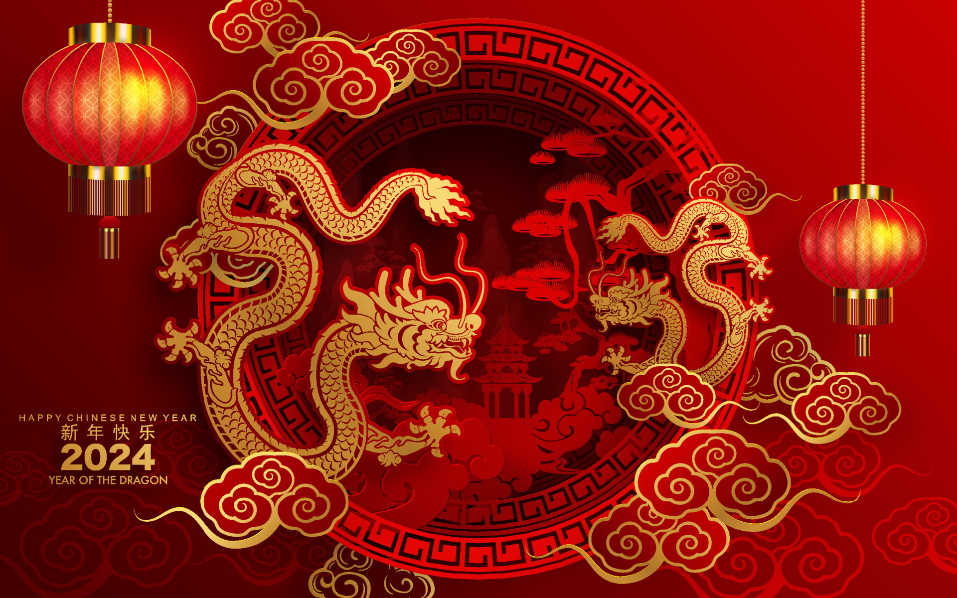 Happy Chinese New Year 2024 The Dragon Zodiac Sign 24134352 Vector Art