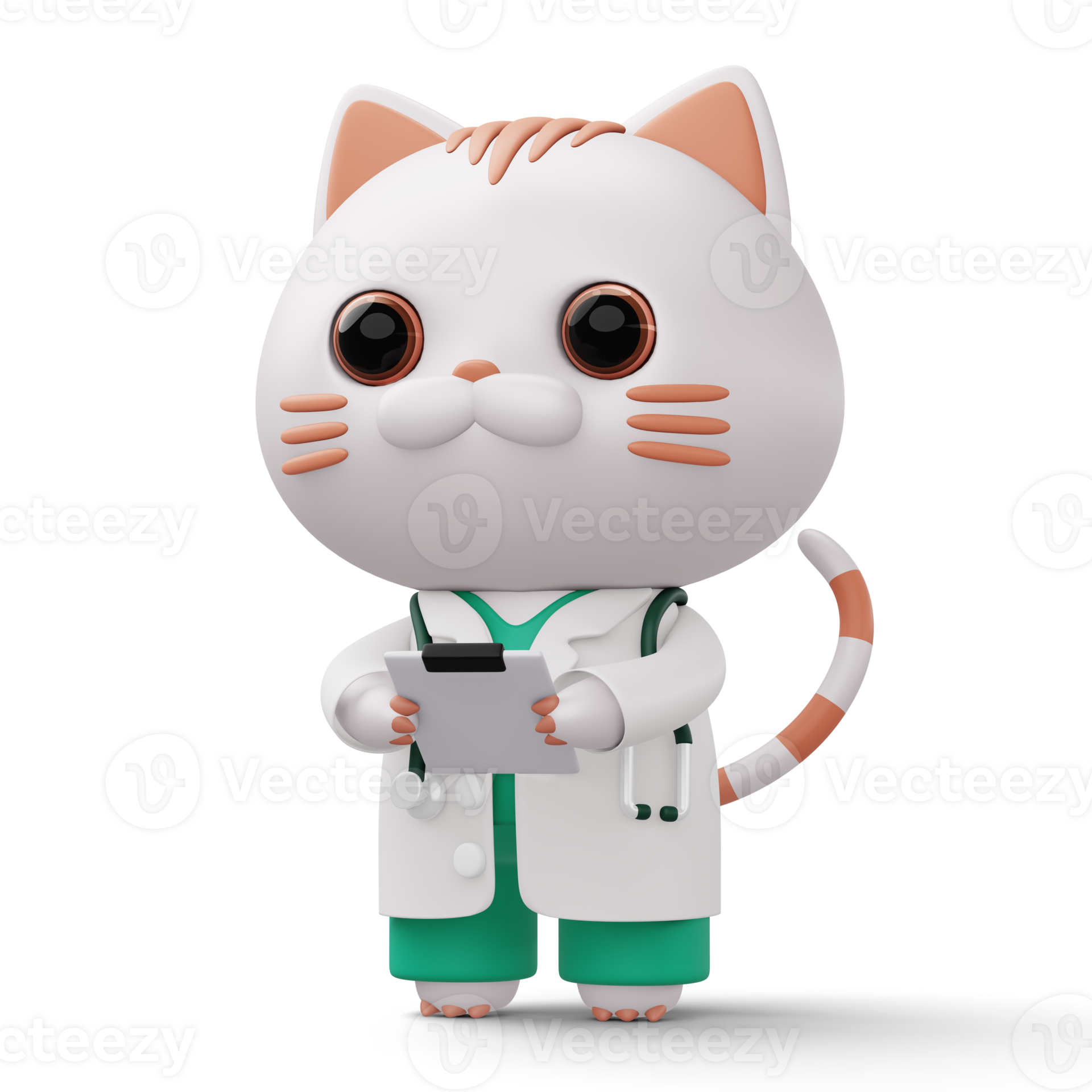 Cute Doctor Cat 3d Cartoon Cat Character 3d Rendering 24135081 Png