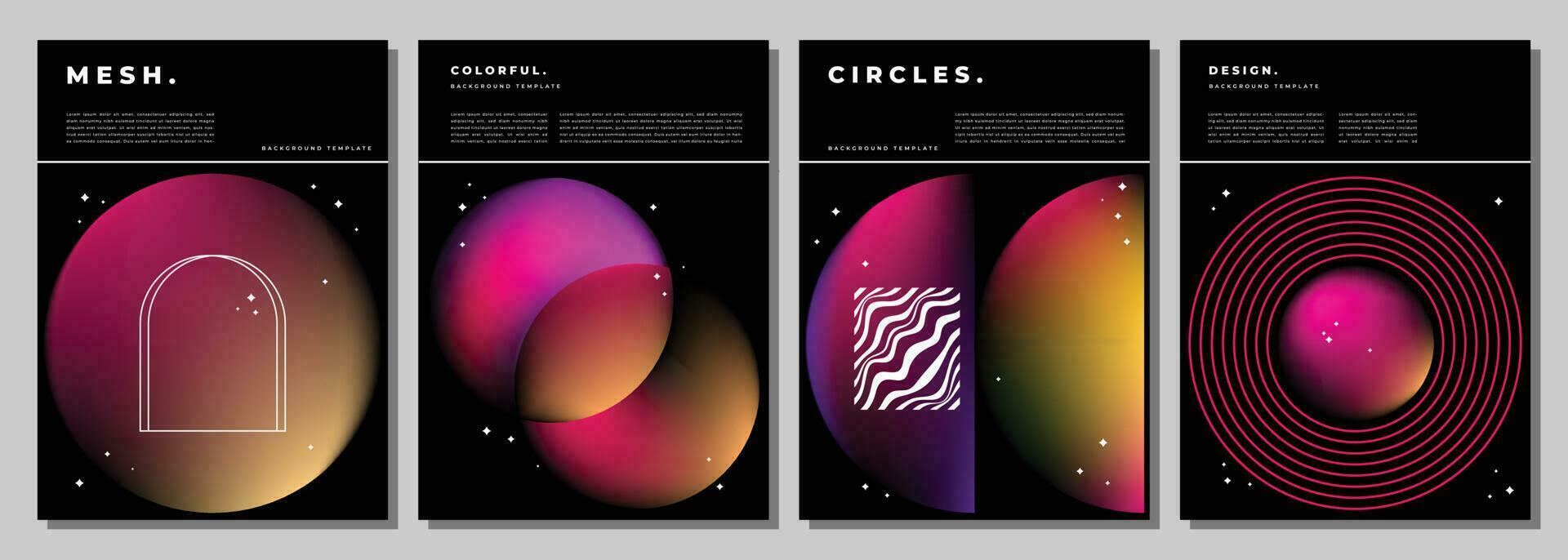 Colorful Gradient Mesh Circle With Dark Background Design Template Copy Space Set Dark Space