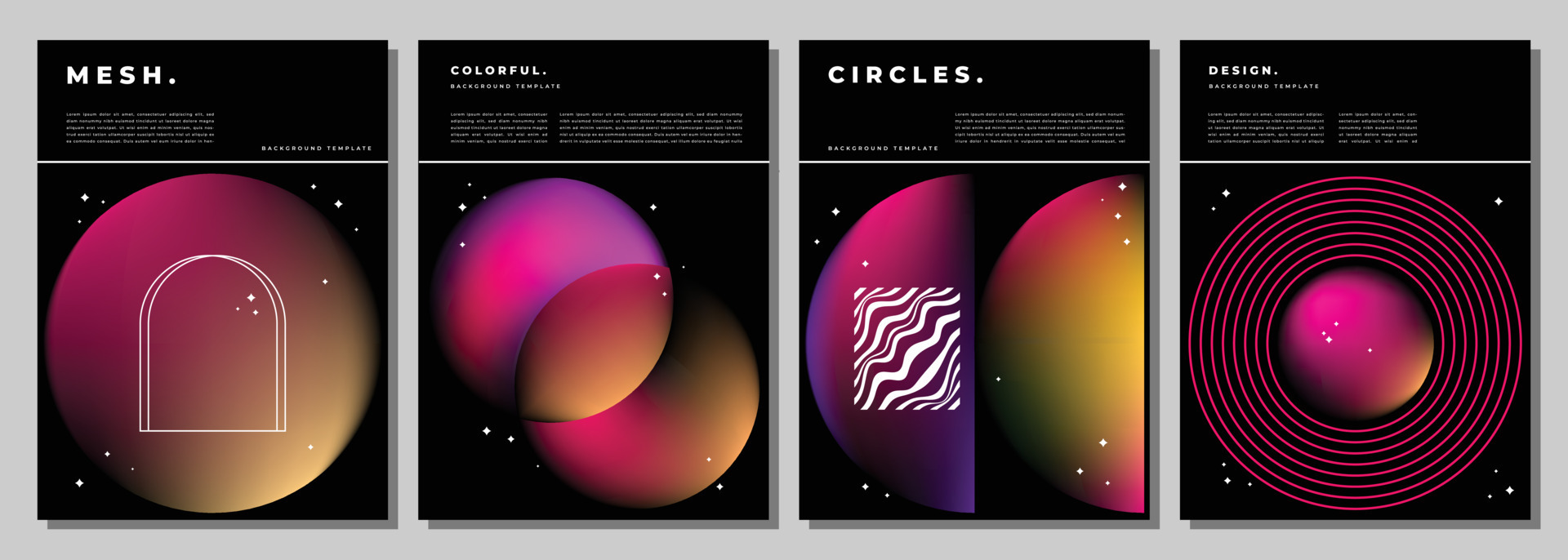 Colorful Gradient Mesh Circle With Dark Background Design Template Copy