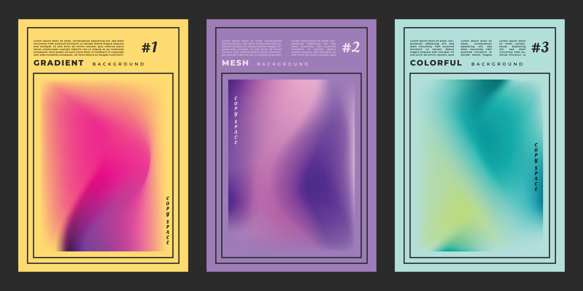 Colorful Gradient Mesh Background Template Copy Space Set Abstract And Fluid Colour Backdrop