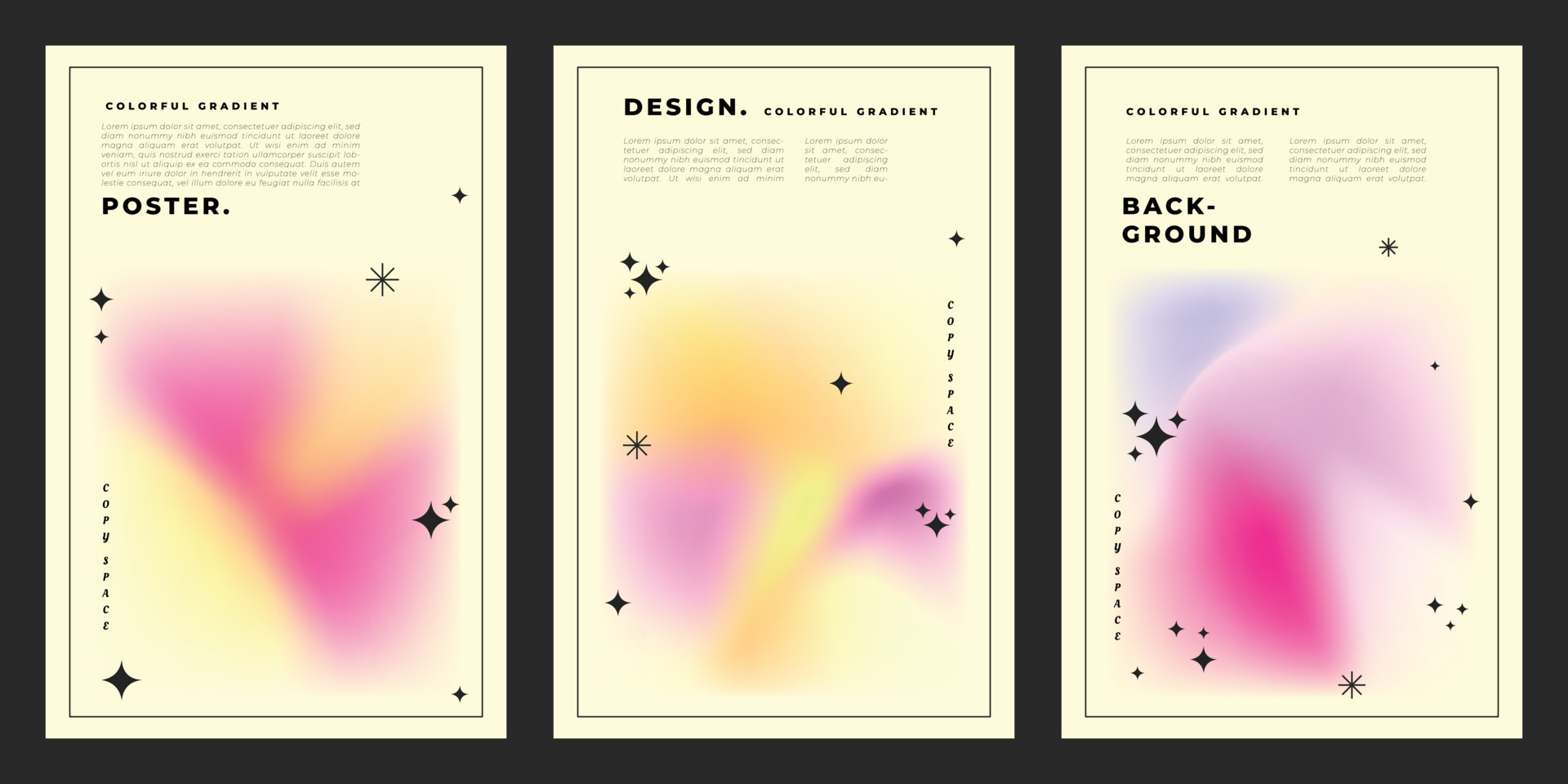 Colorful Gradient Mesh Background Template Copy Space Set Abstract And Fluid Colour Backdrop