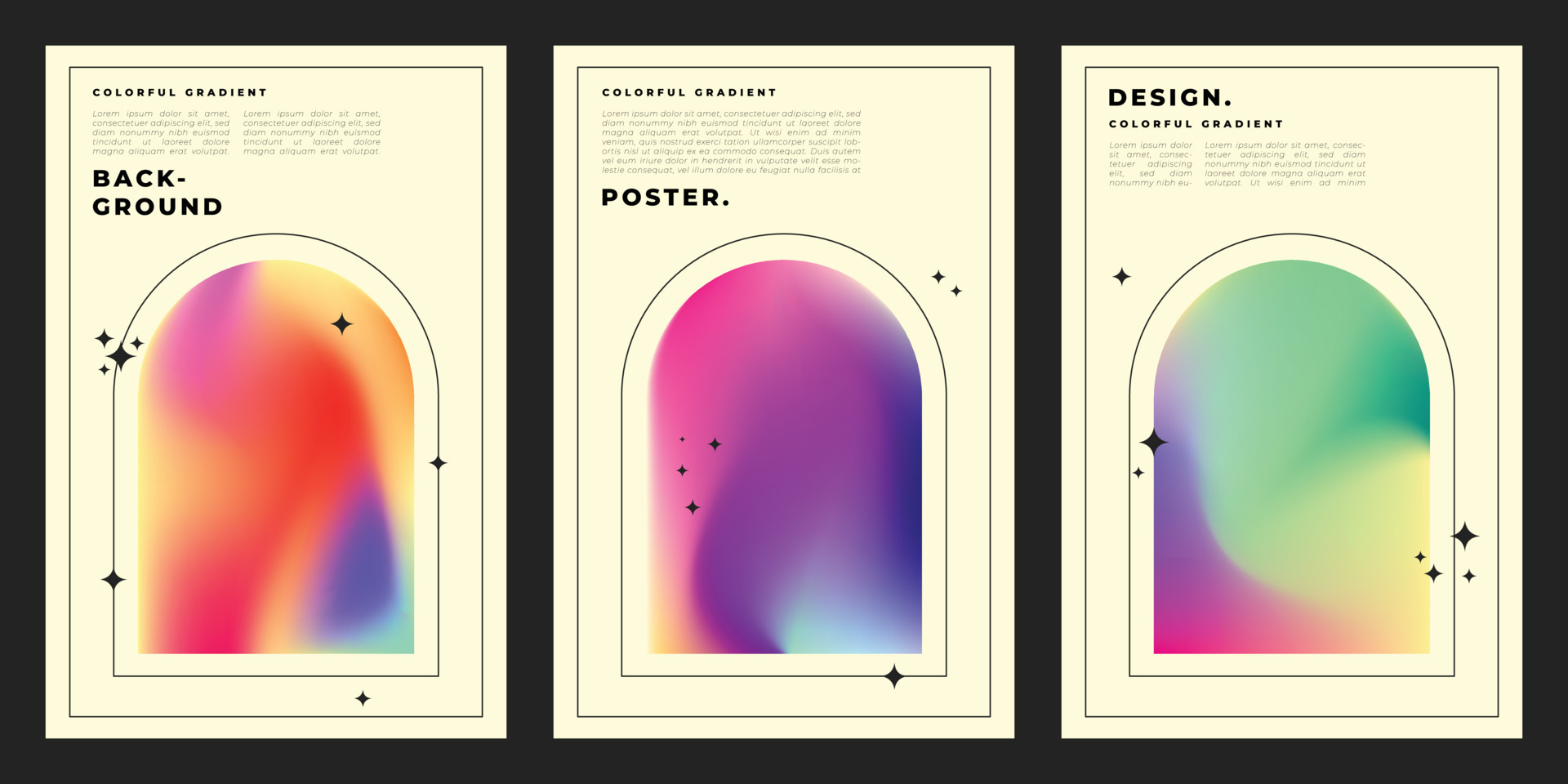 Abstract Colorful Fluid Gradient Mesh Background Template Copy Space Frame Set For Poster