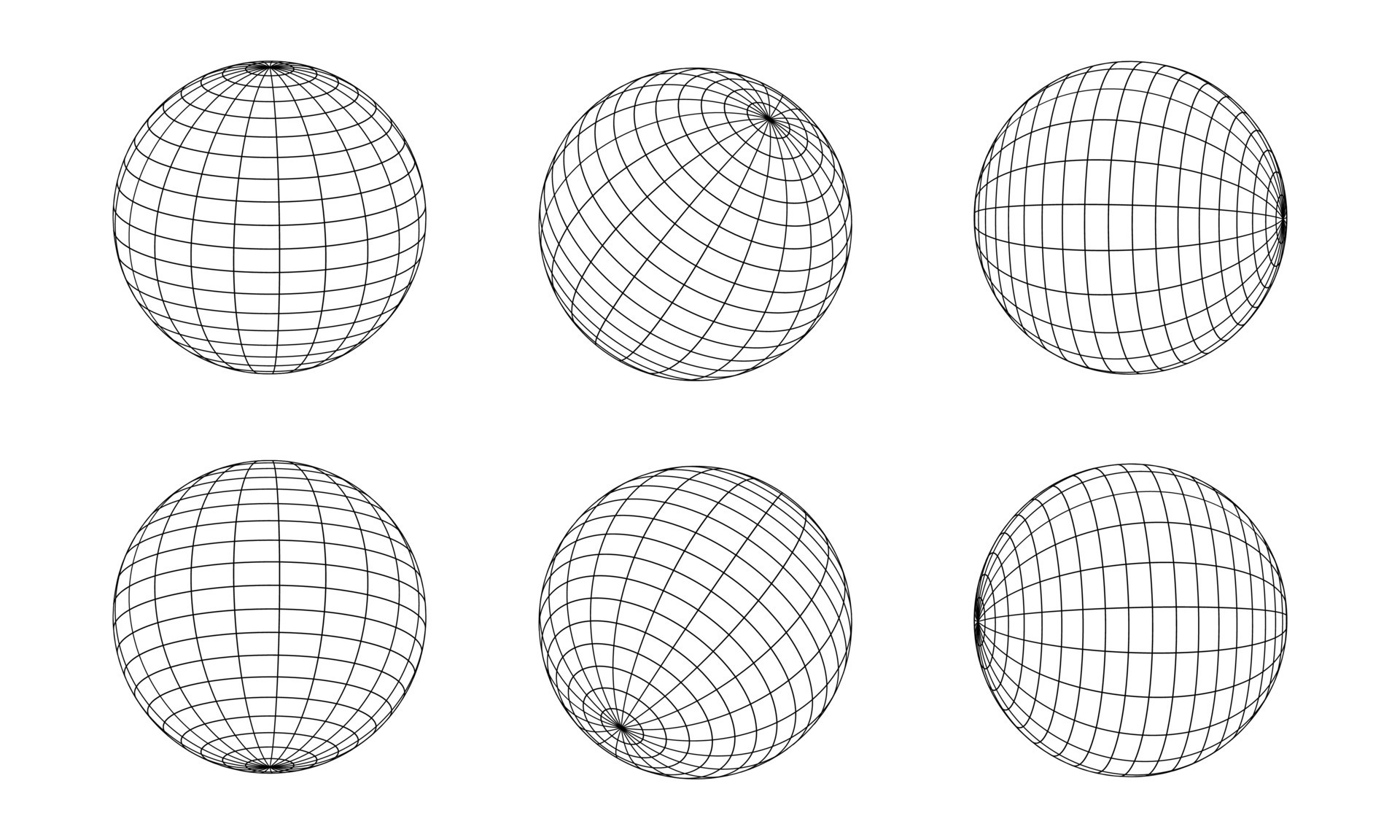 3d Wireframe Sphere Collection Globe Or Ball In Circle Net Wire Retro