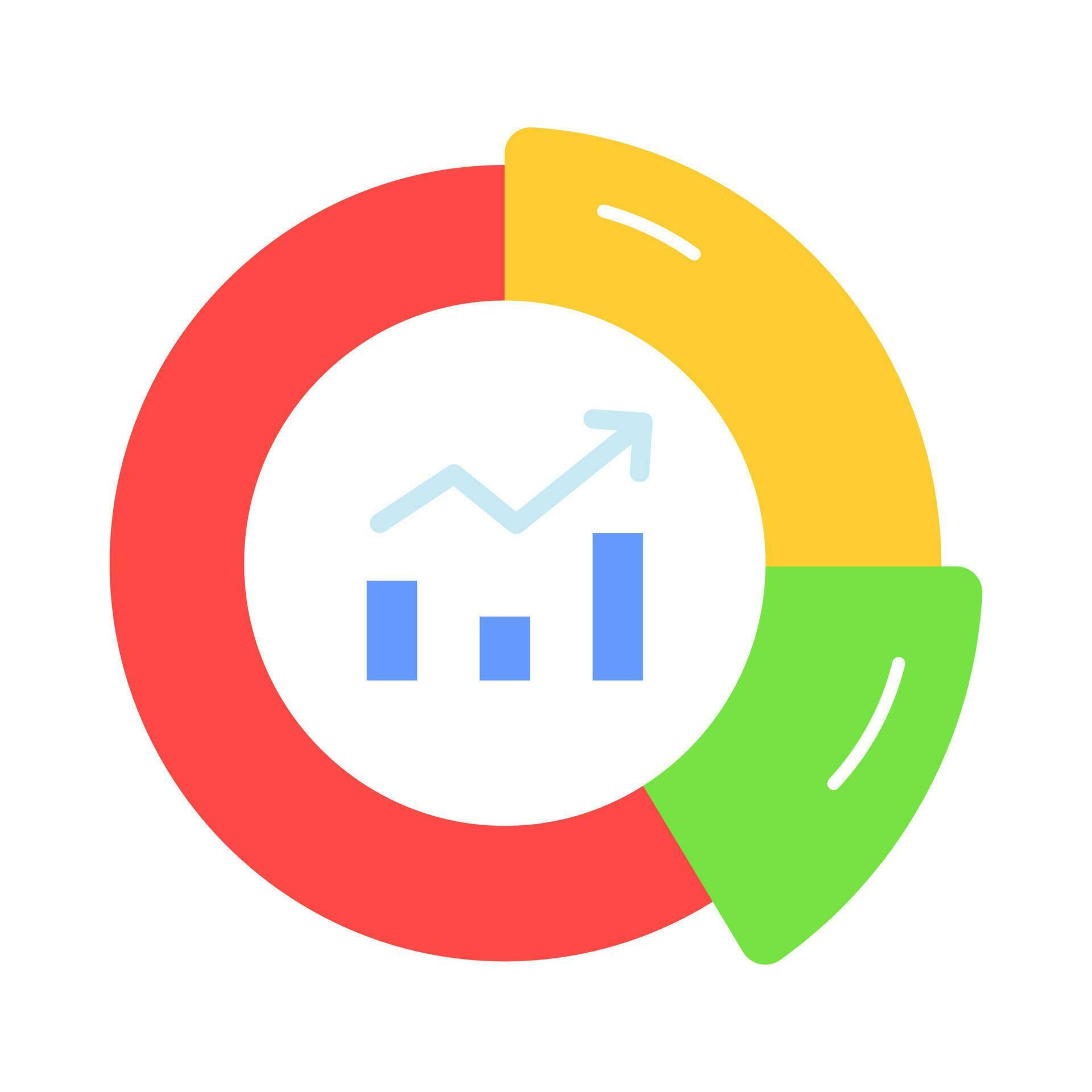 Growth chart inside the pie chart denoting vector of analysis in modern ...