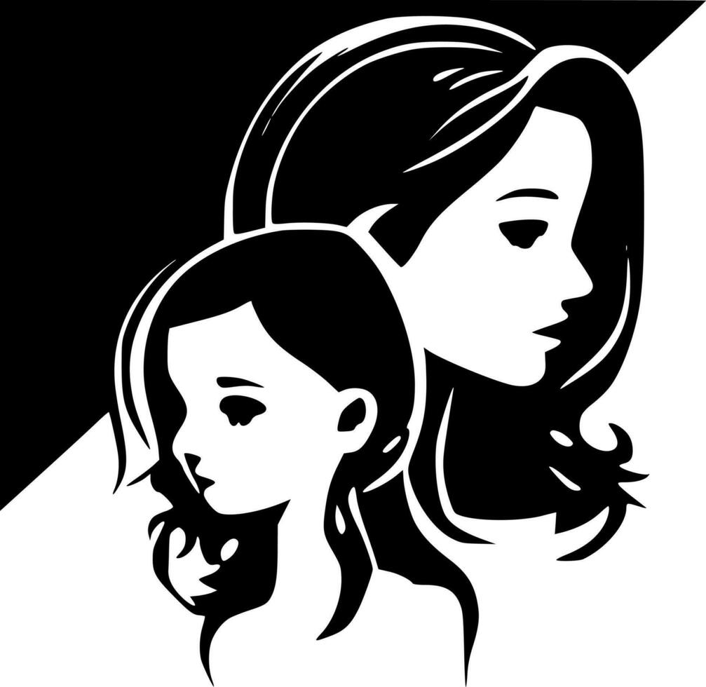 Mother Daughter Minimalist And Flat Logo Vector Illustration
