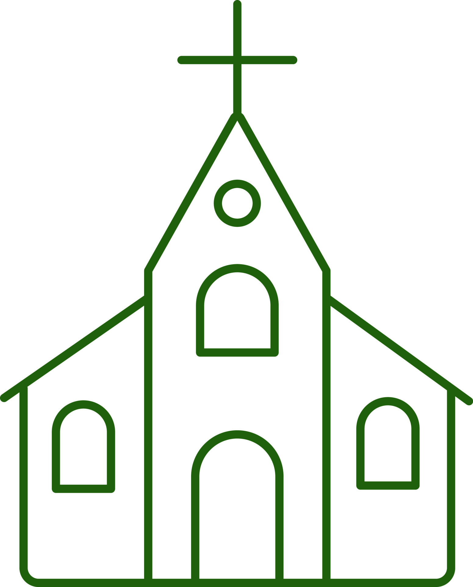 Isolated Green Outline Church Building Icon In Flat Style. 24143399 ...