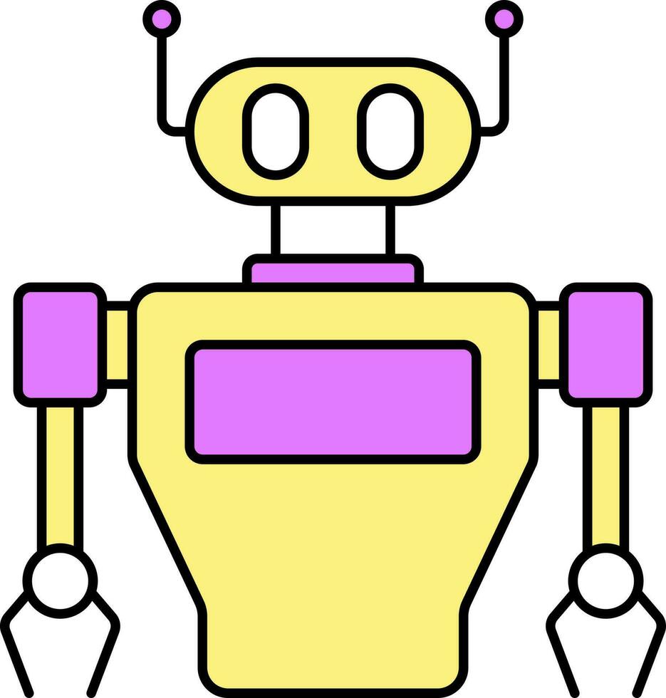 Isolated Robot Flat Icon In Yellow And Pink Color. 24143825 Vector Art ...