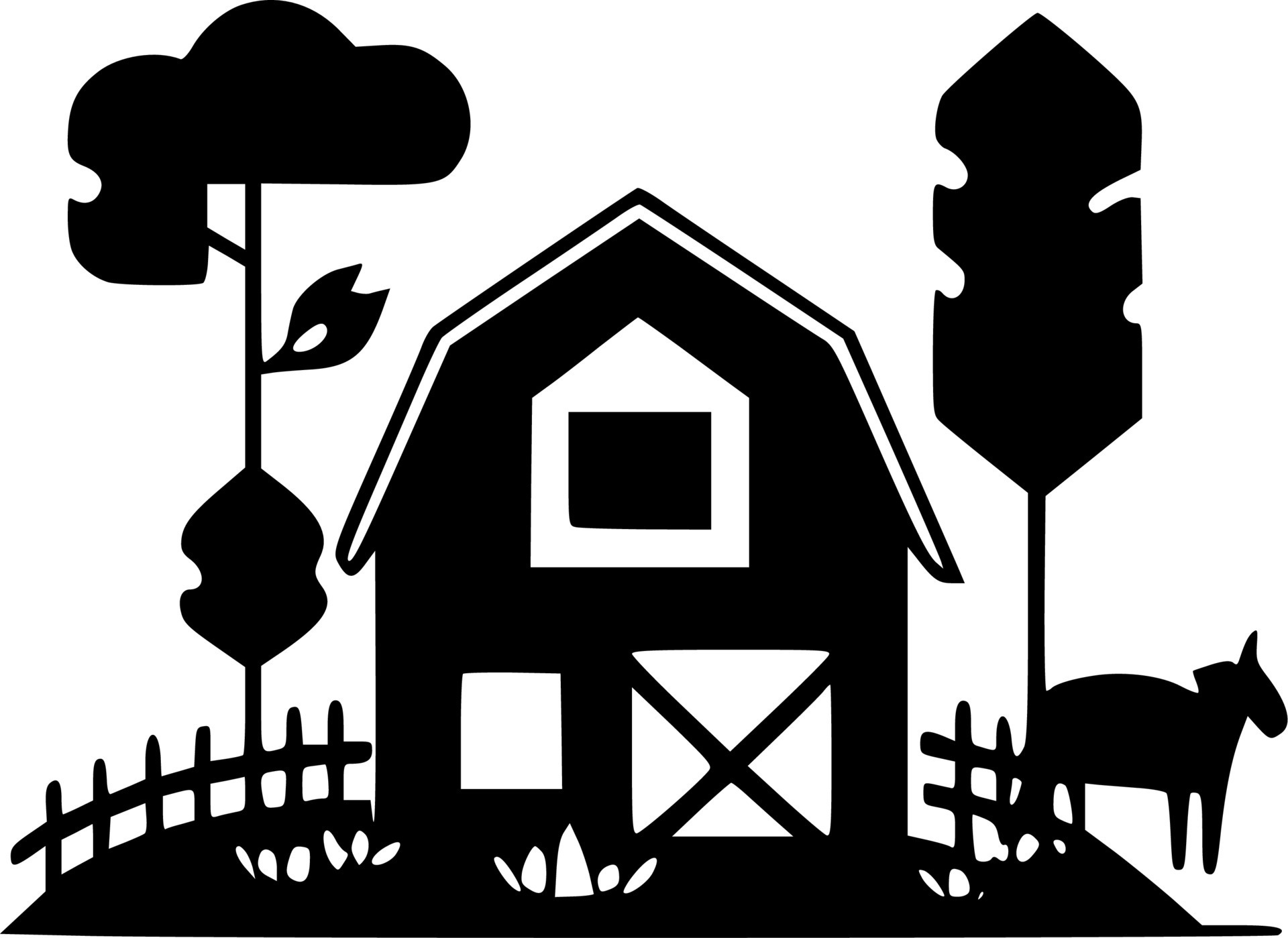 Farm House Silhouette Clip Art