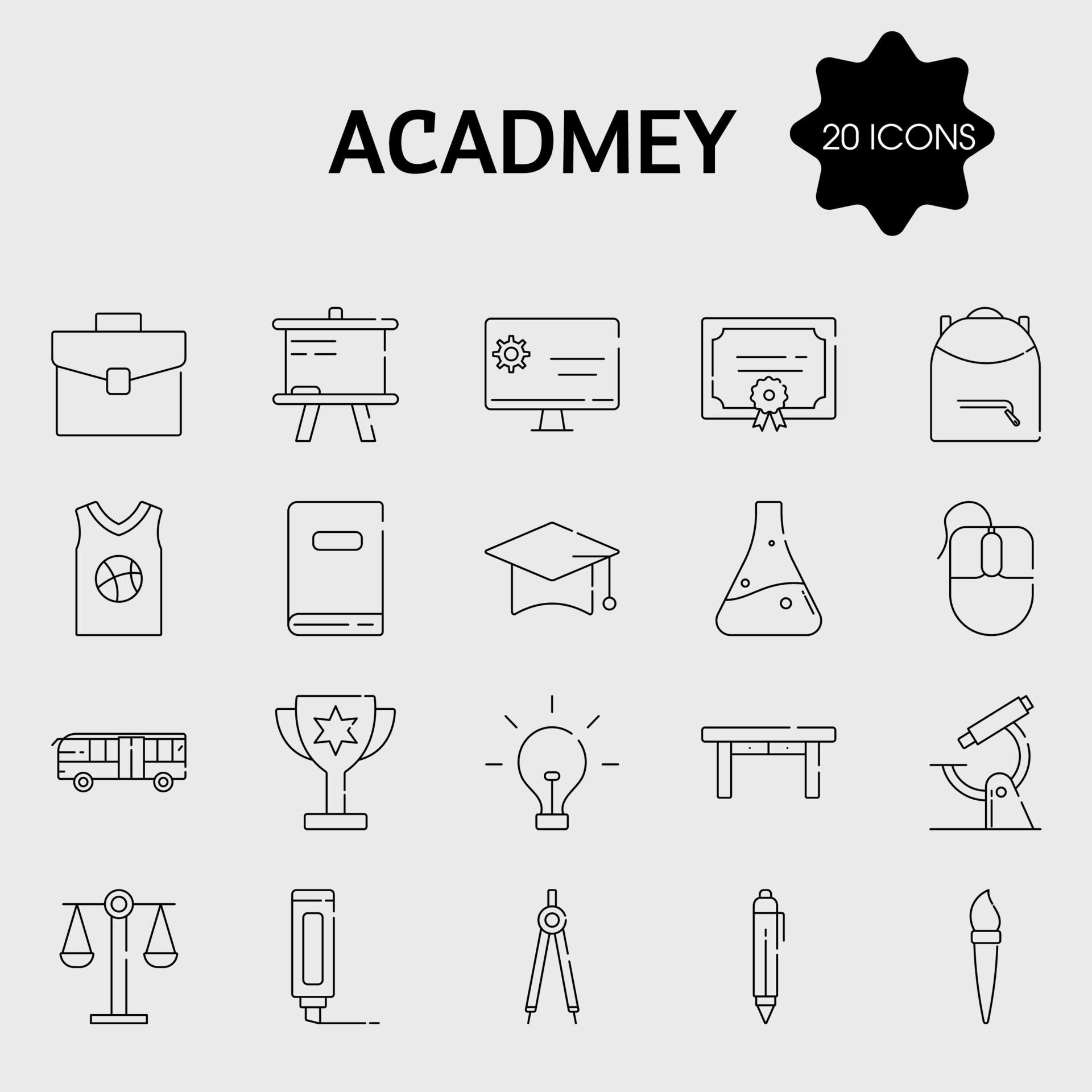 Set Of Academy 20 Icons In Line Art. 24144597 Vector Art at Vecteezy