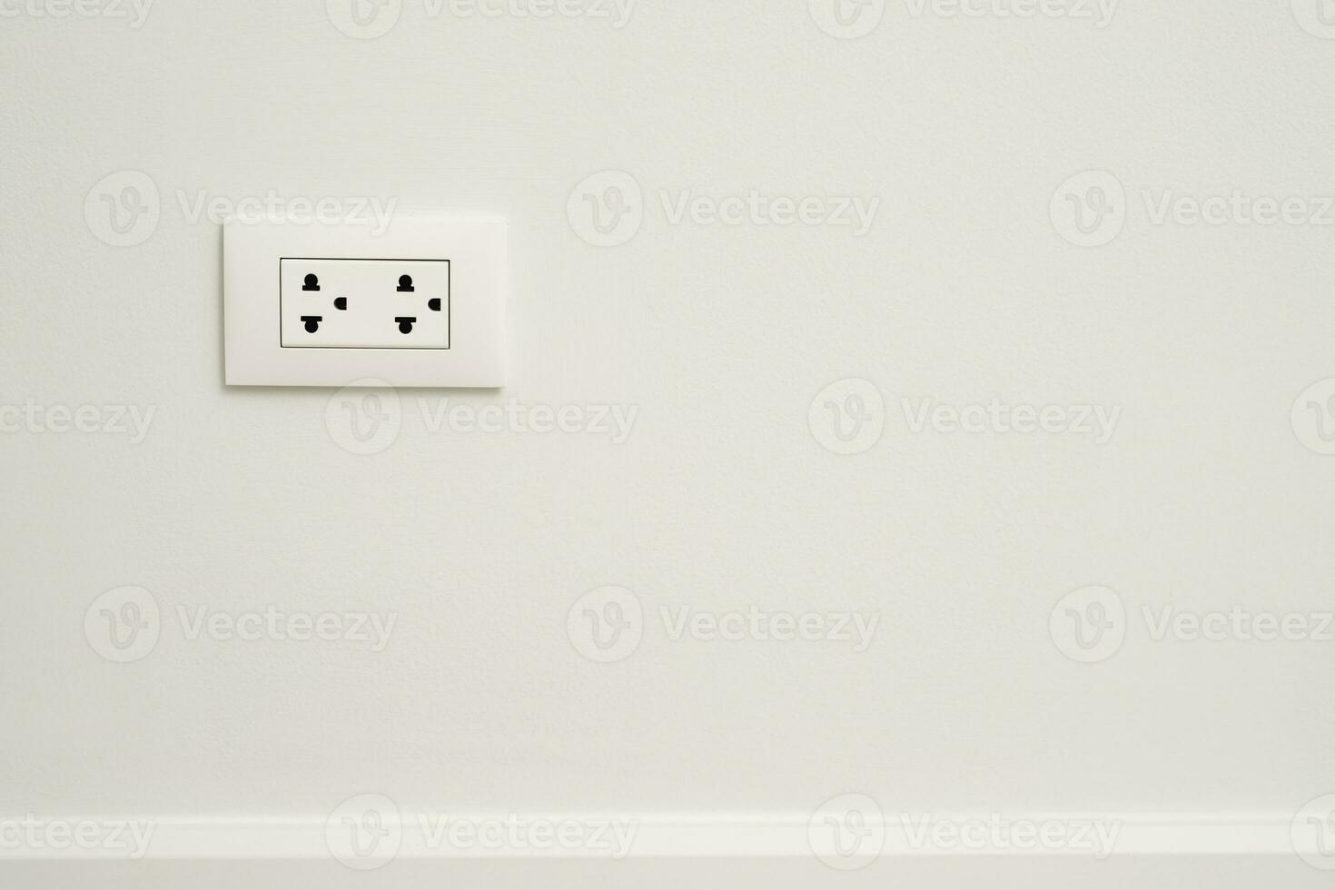 Electrical Power Socket Plug Outlet On Concrete White Wall 24147054