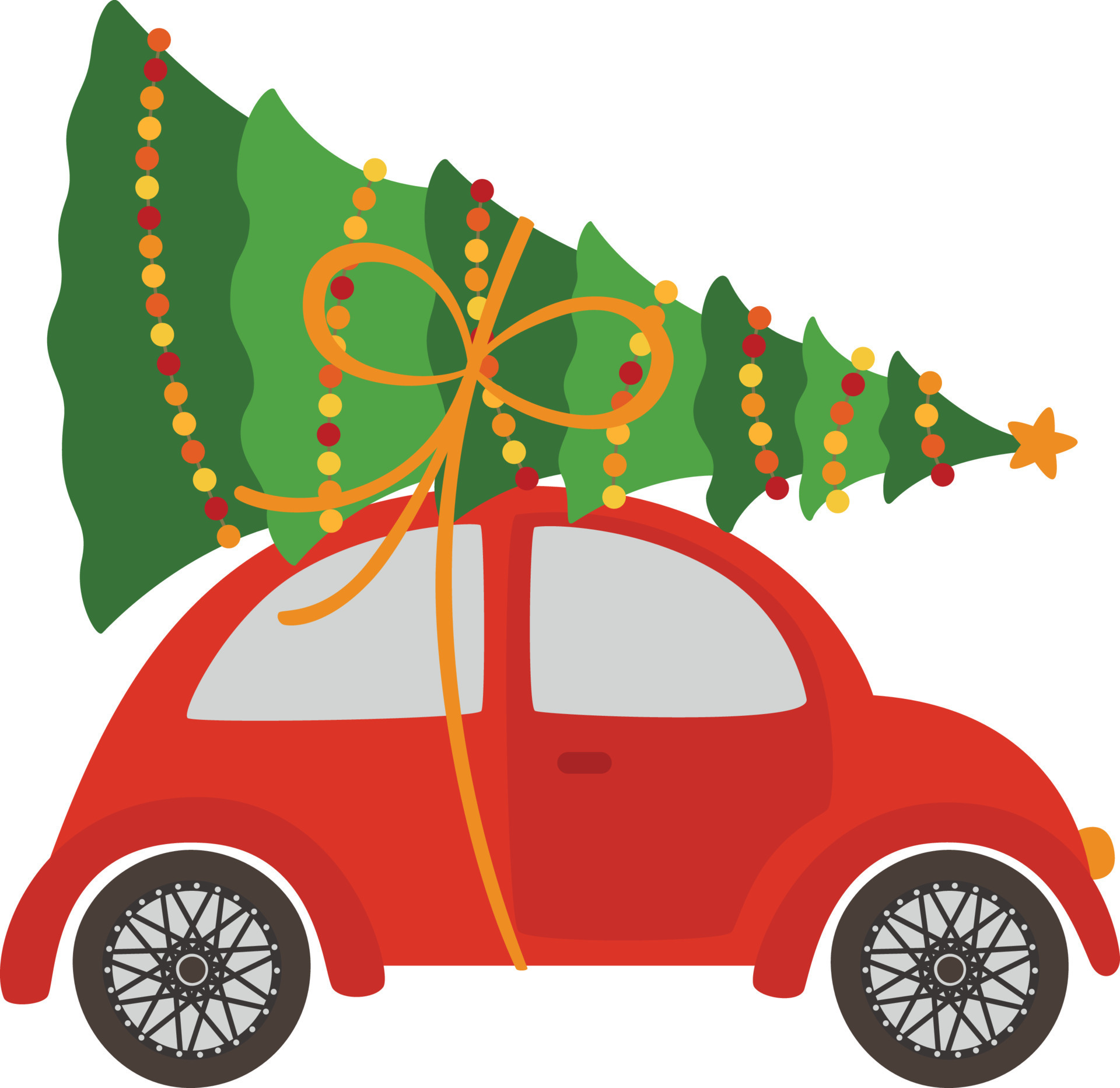 Illustration car with Christmas tree 24148529 Vector Art at Vecteezy