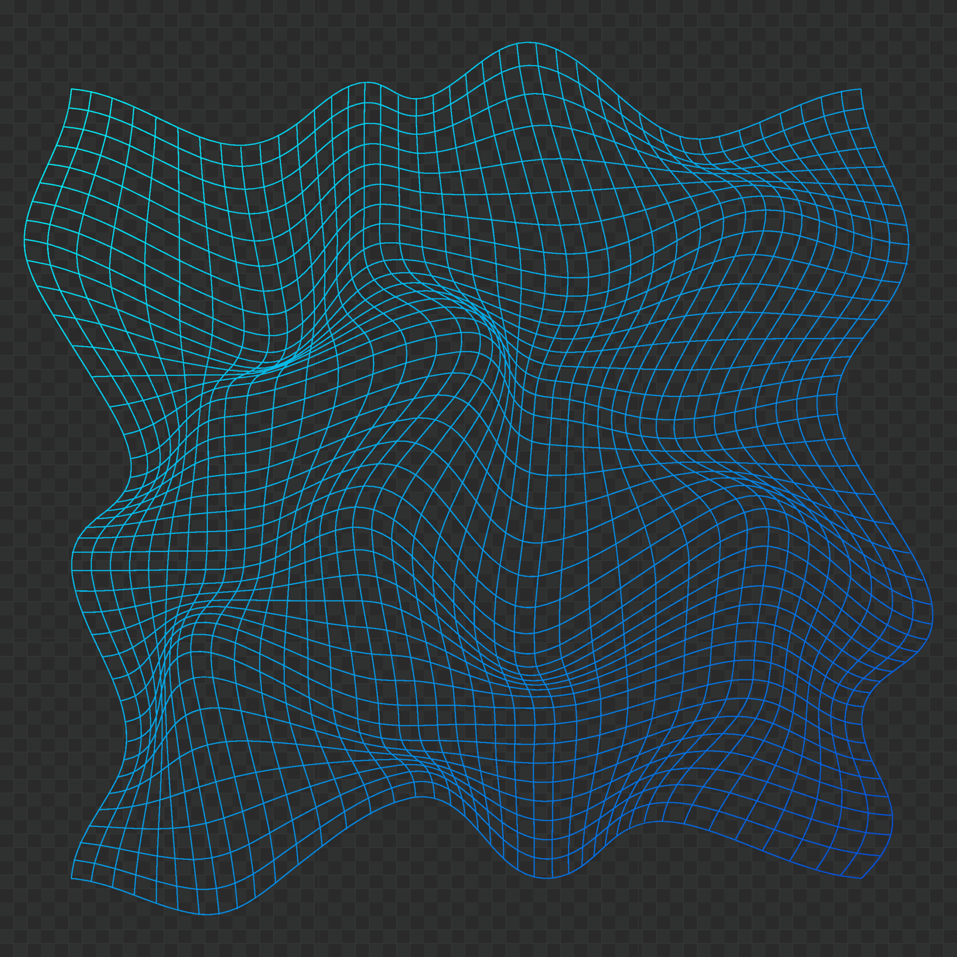 Distorted neon grid pattern. Wireframe wave geometry grid. Warped mesh ...