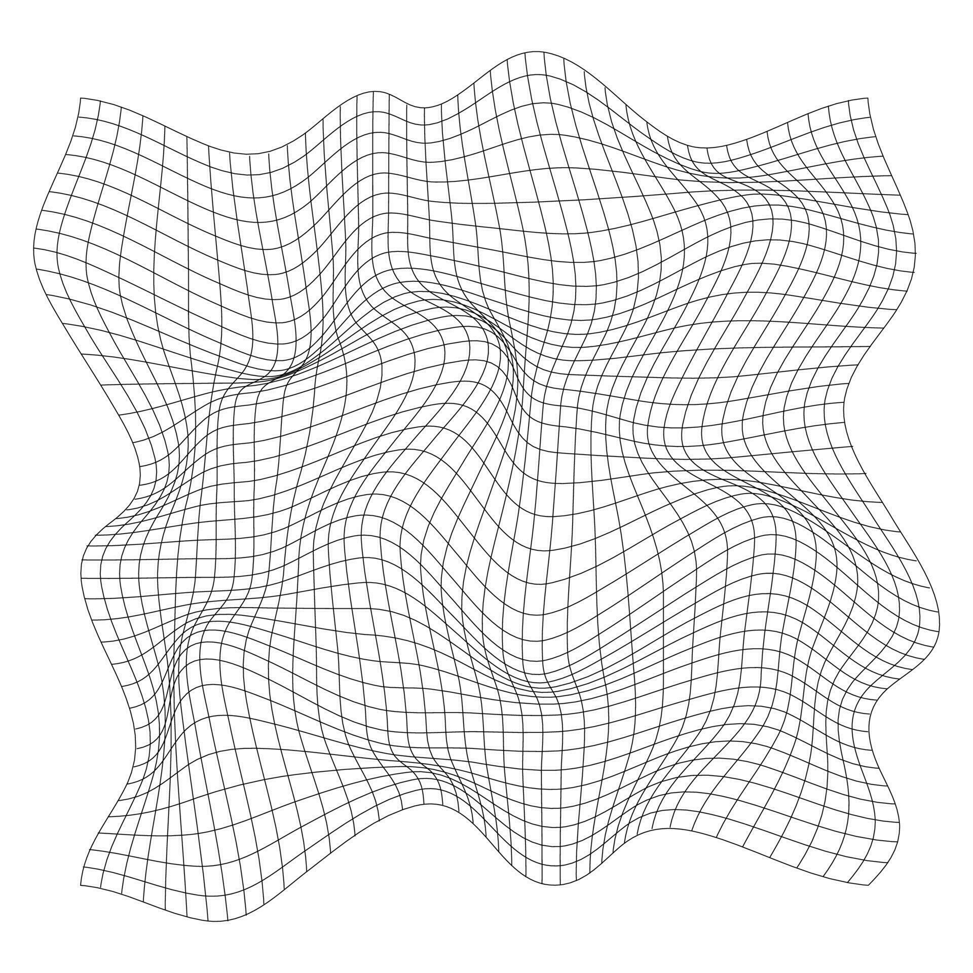 Distorted Square Grid Wireframe Wave Geometry Grid Warped Mesh Texture Curved Mesh Elements