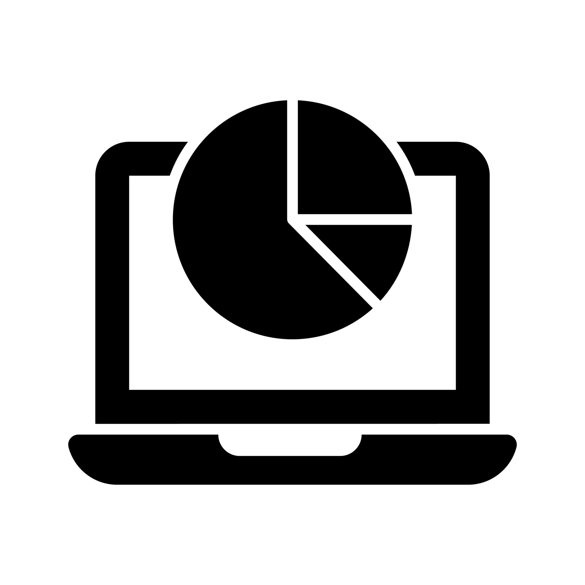 Pie chart on laptop showing vector design of business chart in modern ...