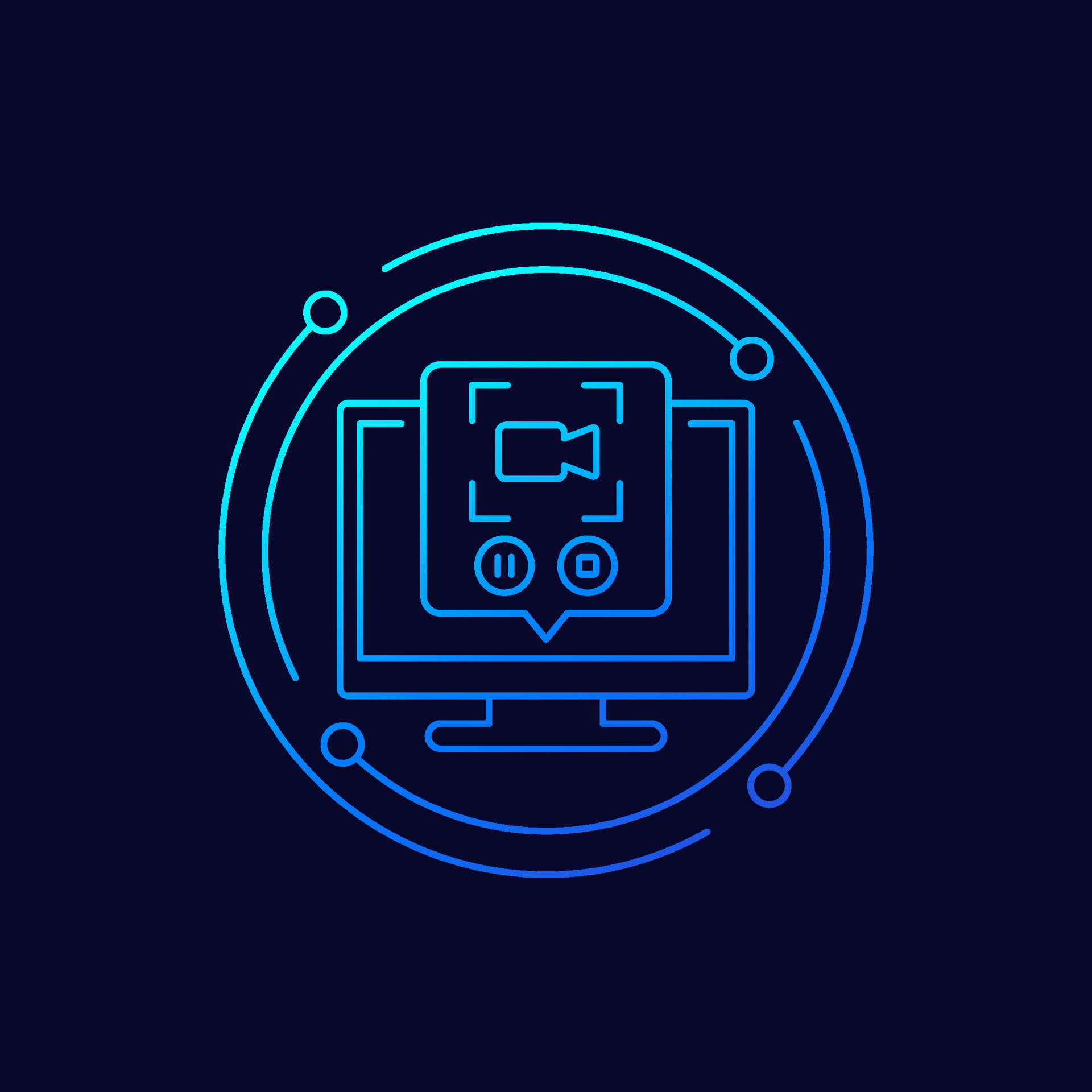 screen recording in computer icon, linear design 24150038 Vector Art at ...