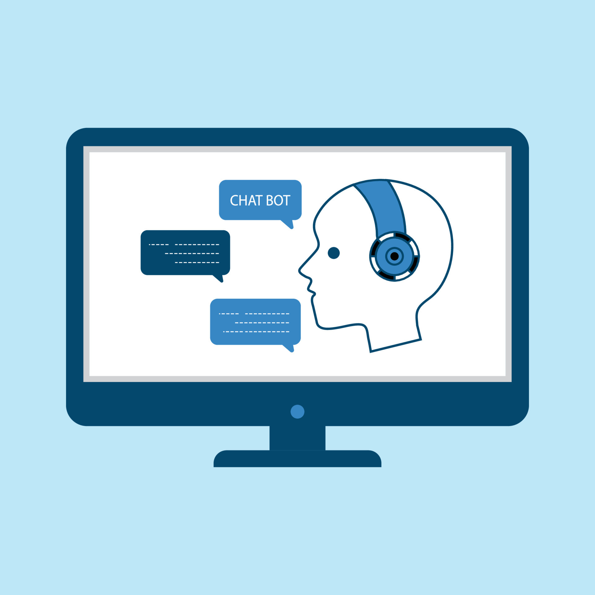 Artificial Intelligence Chatbot on Computer Screen. 24150437 Vector Art ...