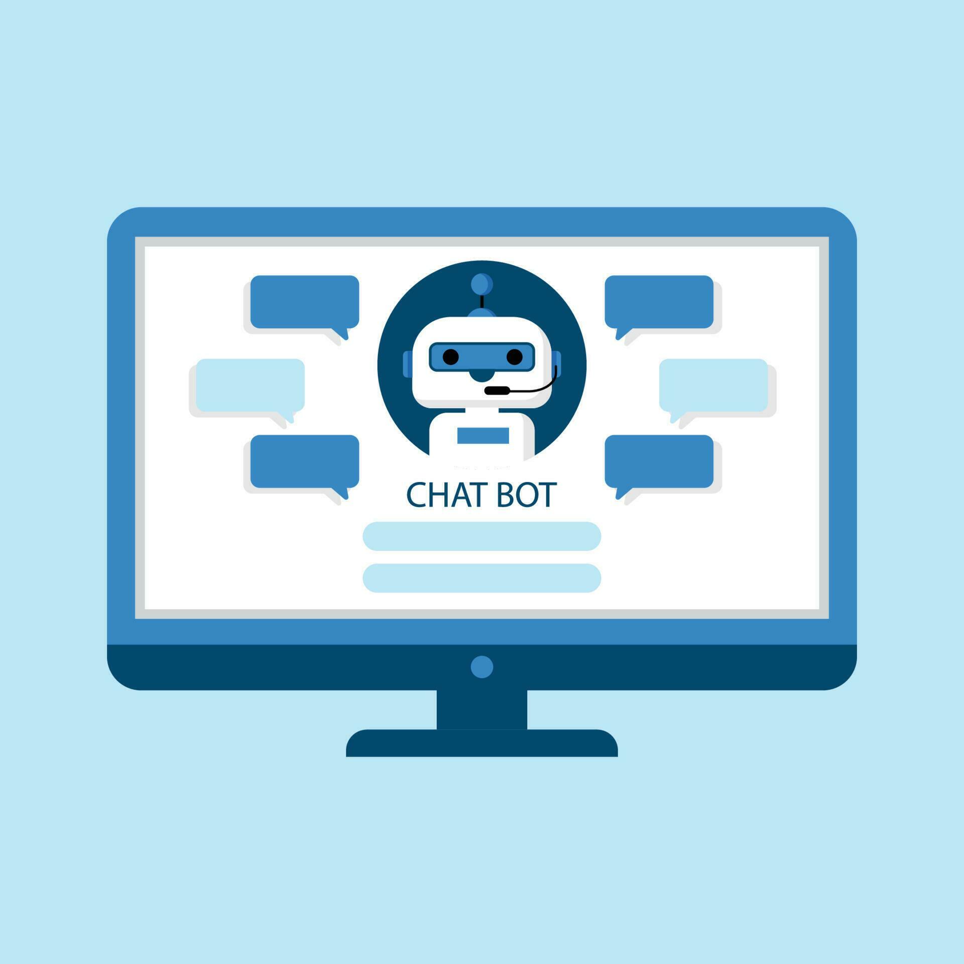 Artificial Intelligence Chatbot on Computer Screen. 24150442 Vector Art ...