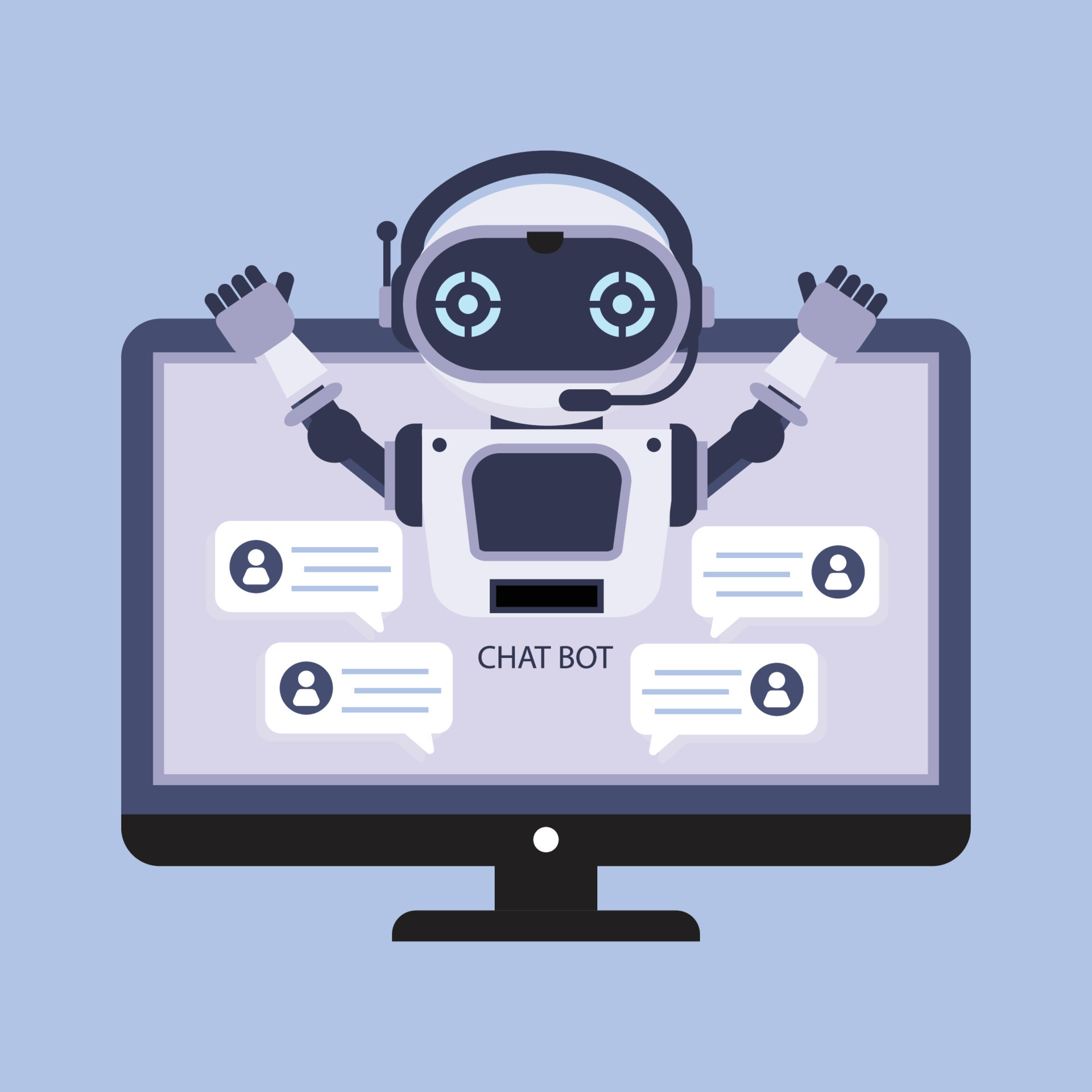 Artificial Intelligence Robot on Computer Screen. 24150449 Vector Art ...