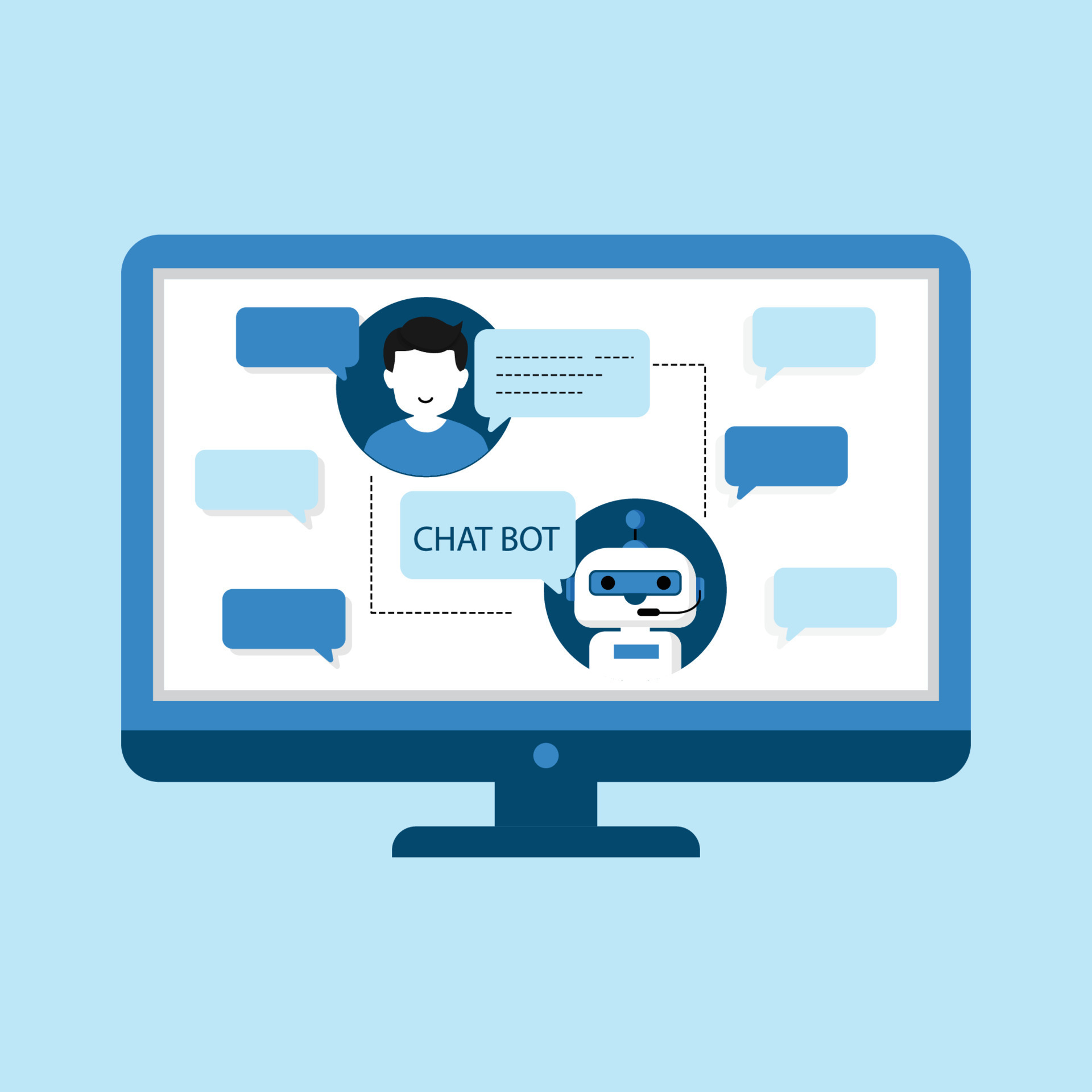 Artificial Intelligence Chatbot on Computer Screen. 24150485 Vector Art ...