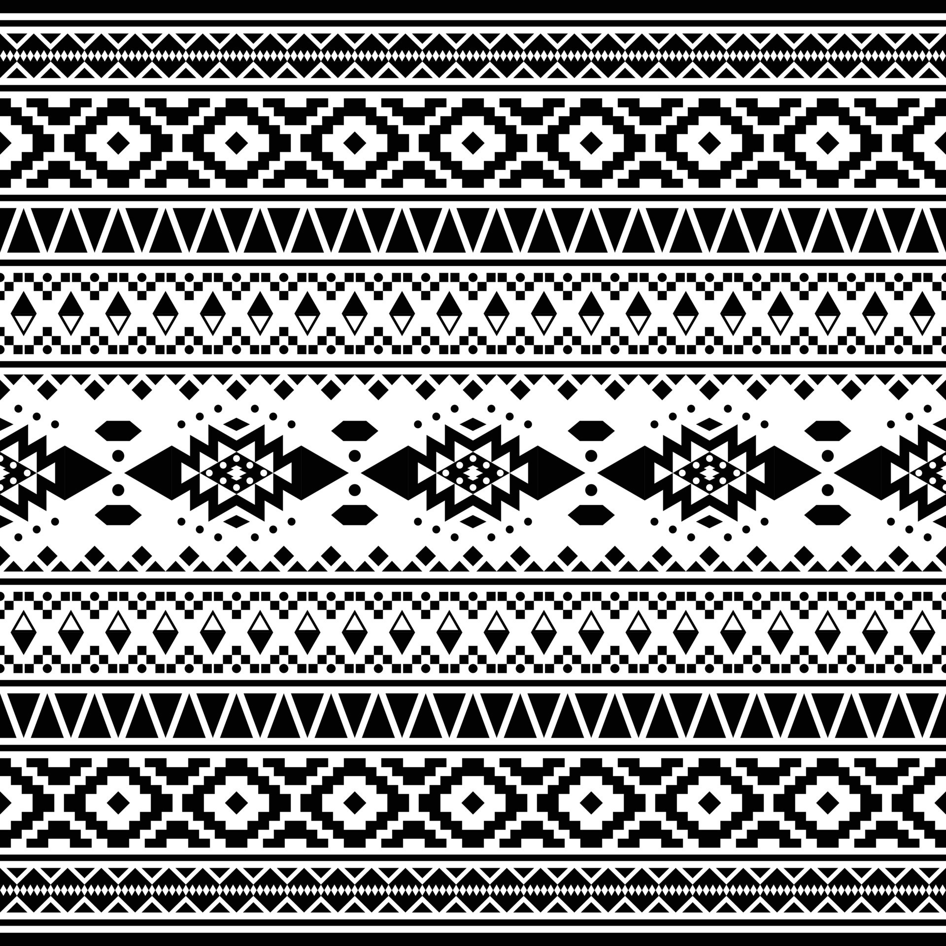 Ethnic Geometric Native American Pattern Design In Black And White Tribal Striped Seamless