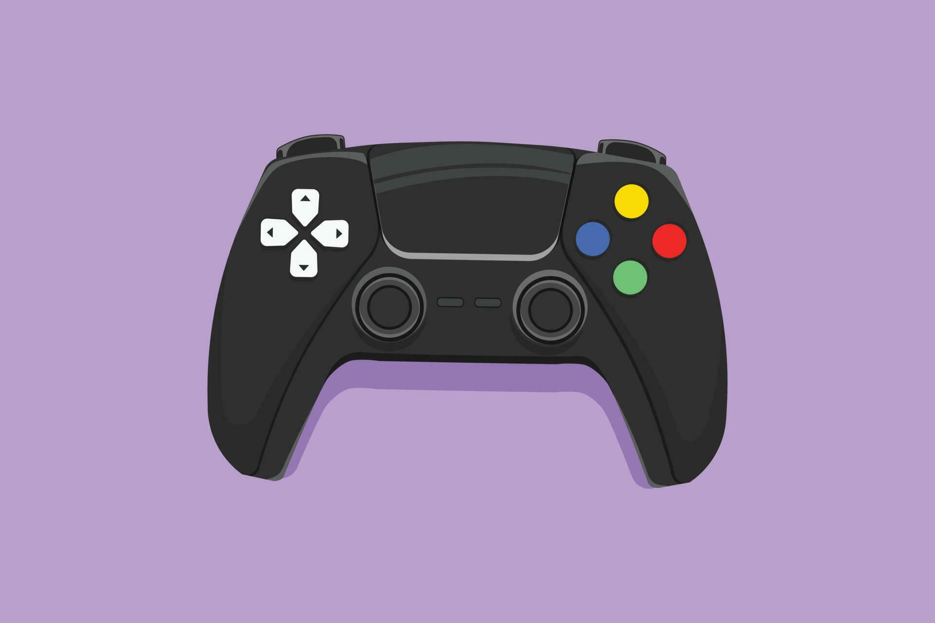Graphic flat design drawing of stylized video games gaming controller ...