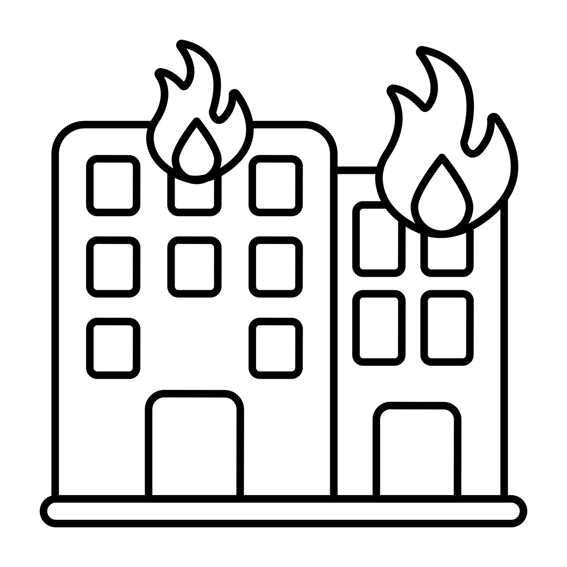 Vector design of building on fire, linear icon 24153094 Vector Art at ...