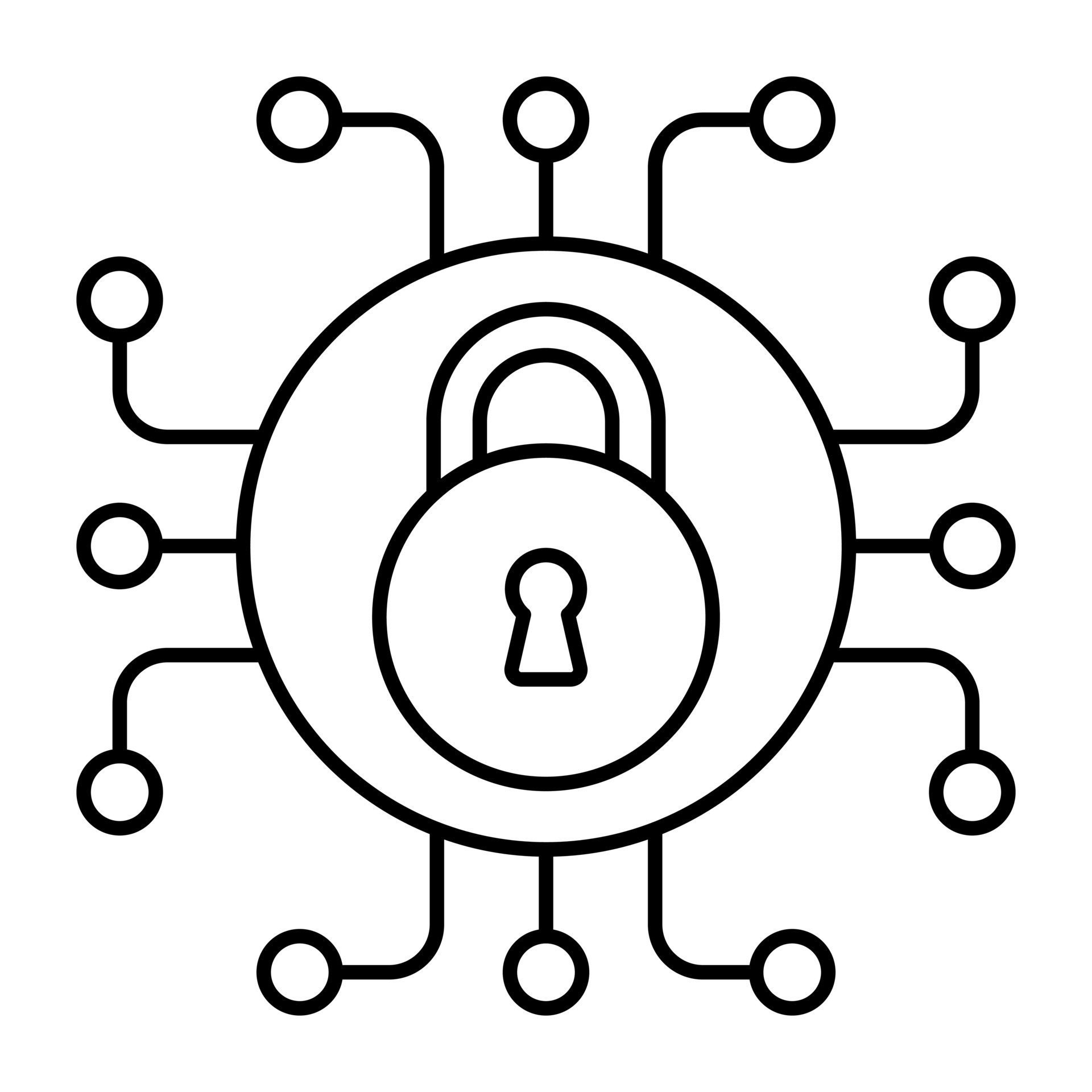 A Linear Design Icon Of Encryption Padlock With Nodes 24153436 Vector Art At Vecteezy