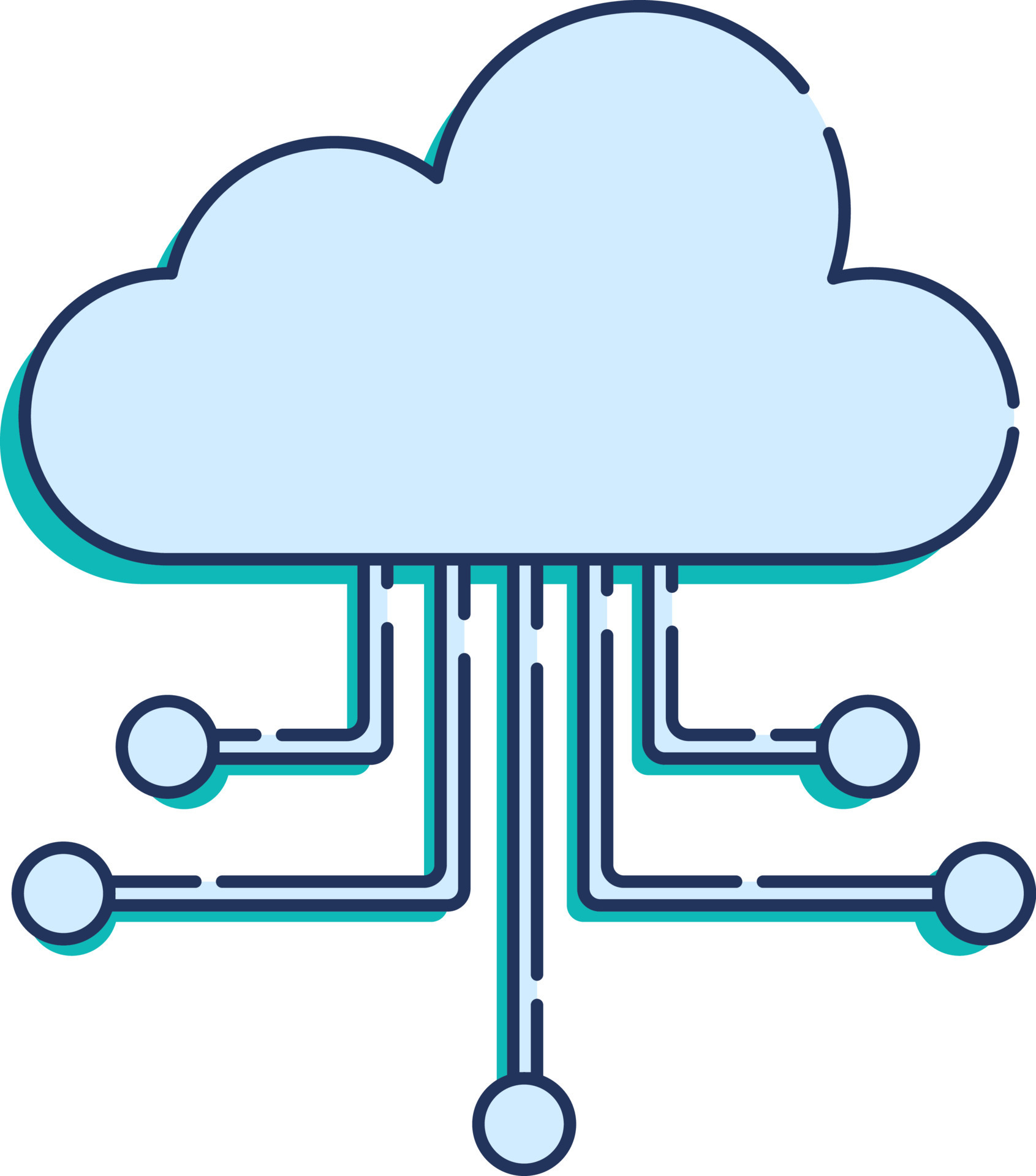 Blue Illustration Of Cloud Computing Flat Icon. 24153822 Vector Art at ...