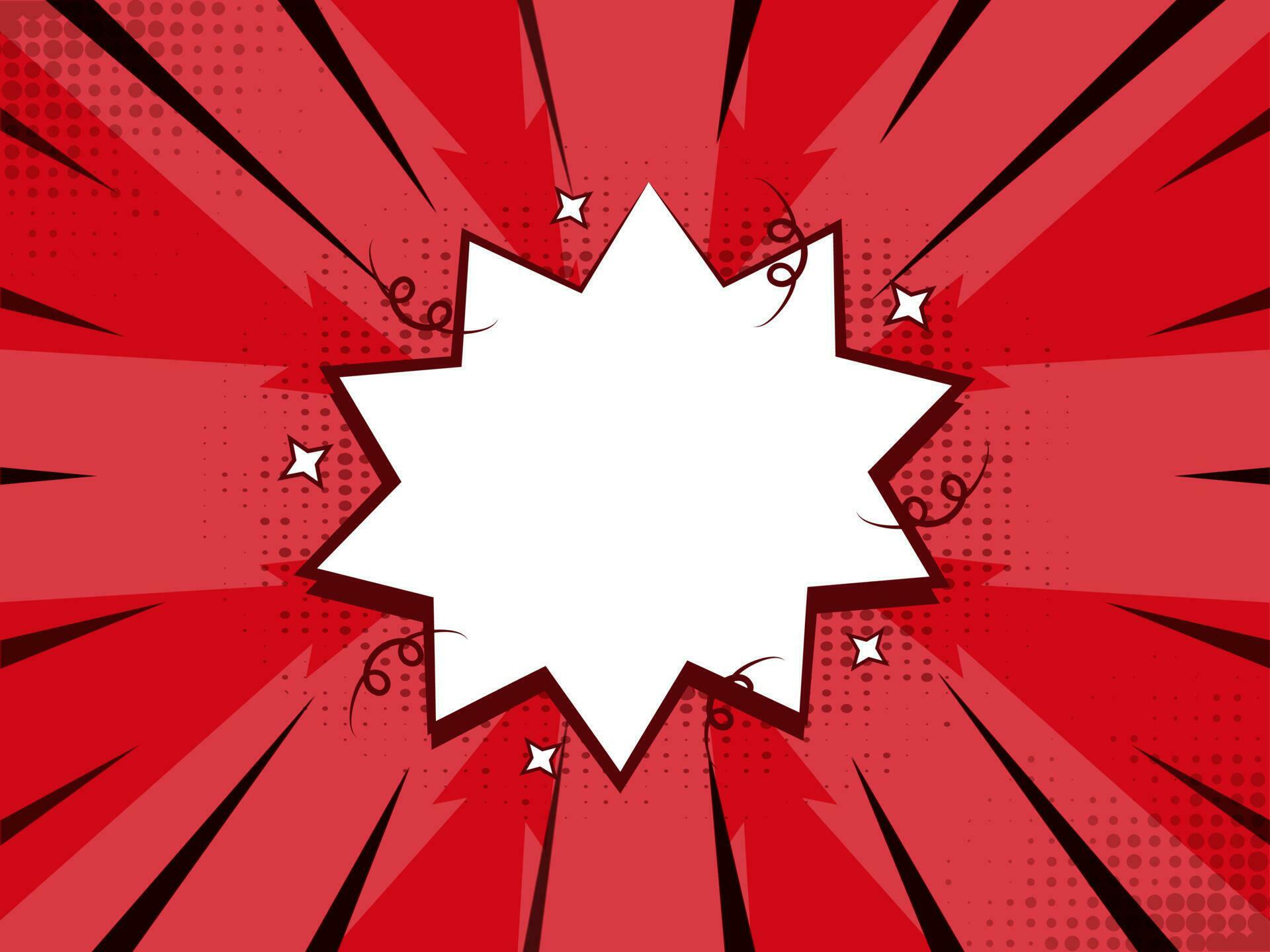 Empty Starburst Frame With Halftone Effect On Red Lightning Bolts Rays ...