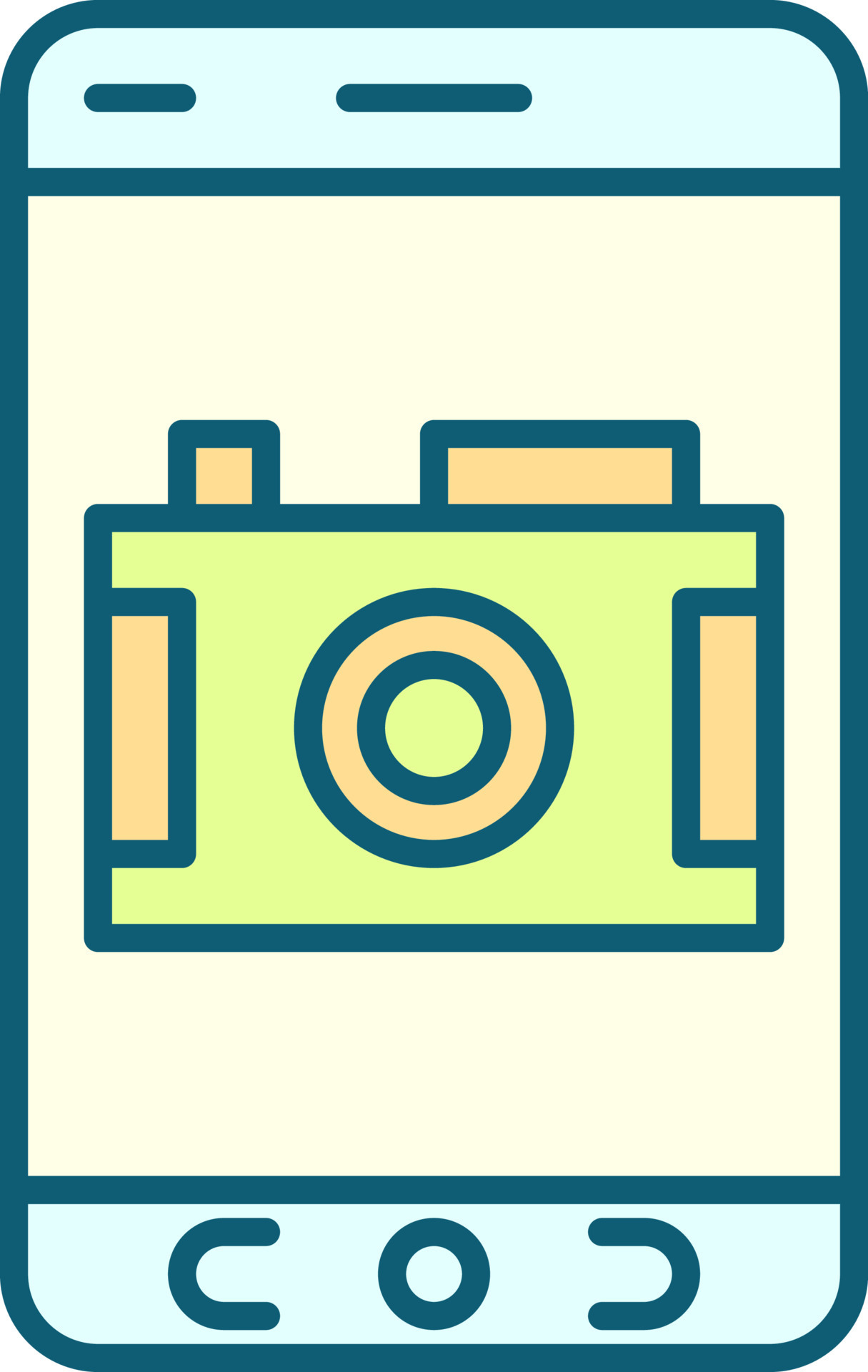 Flat Style Camera Symbol Smartphone Screen Blue And Yellow Icon ...