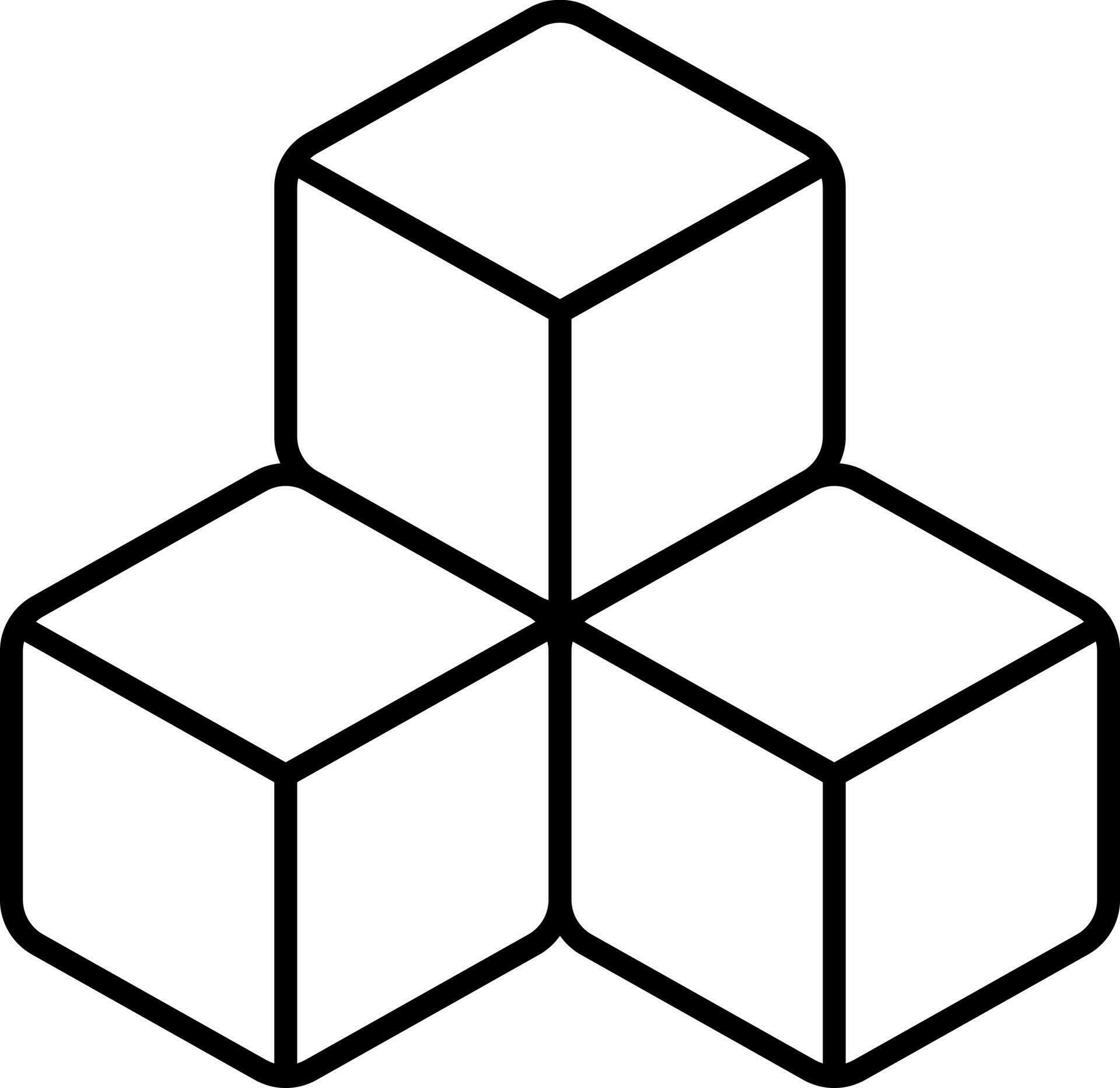 Three Cubes Icon In Black Line Art. 24156194 Vector Art at Vecteezy