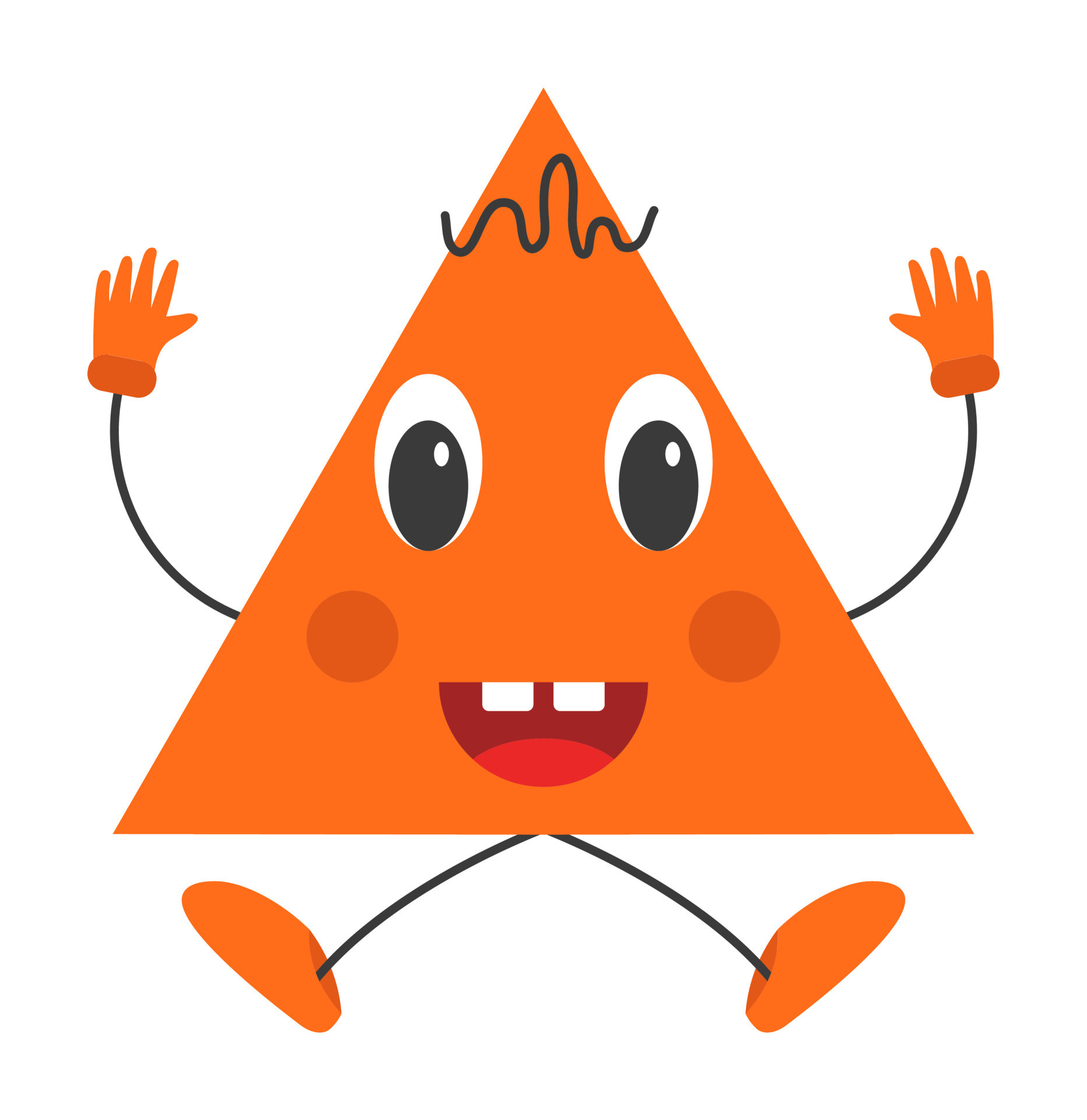 Isolated Sticker Of Laughing Orange Triangle Cartoon In Jumping Pose ...